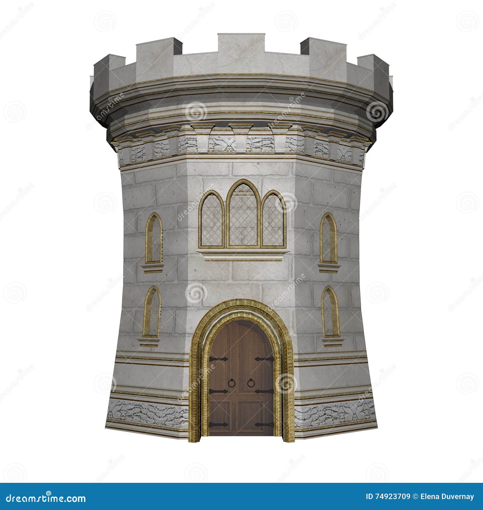 Set Castle Tower, Crossed Medieval Spears, Medieval Castle Gate And ...