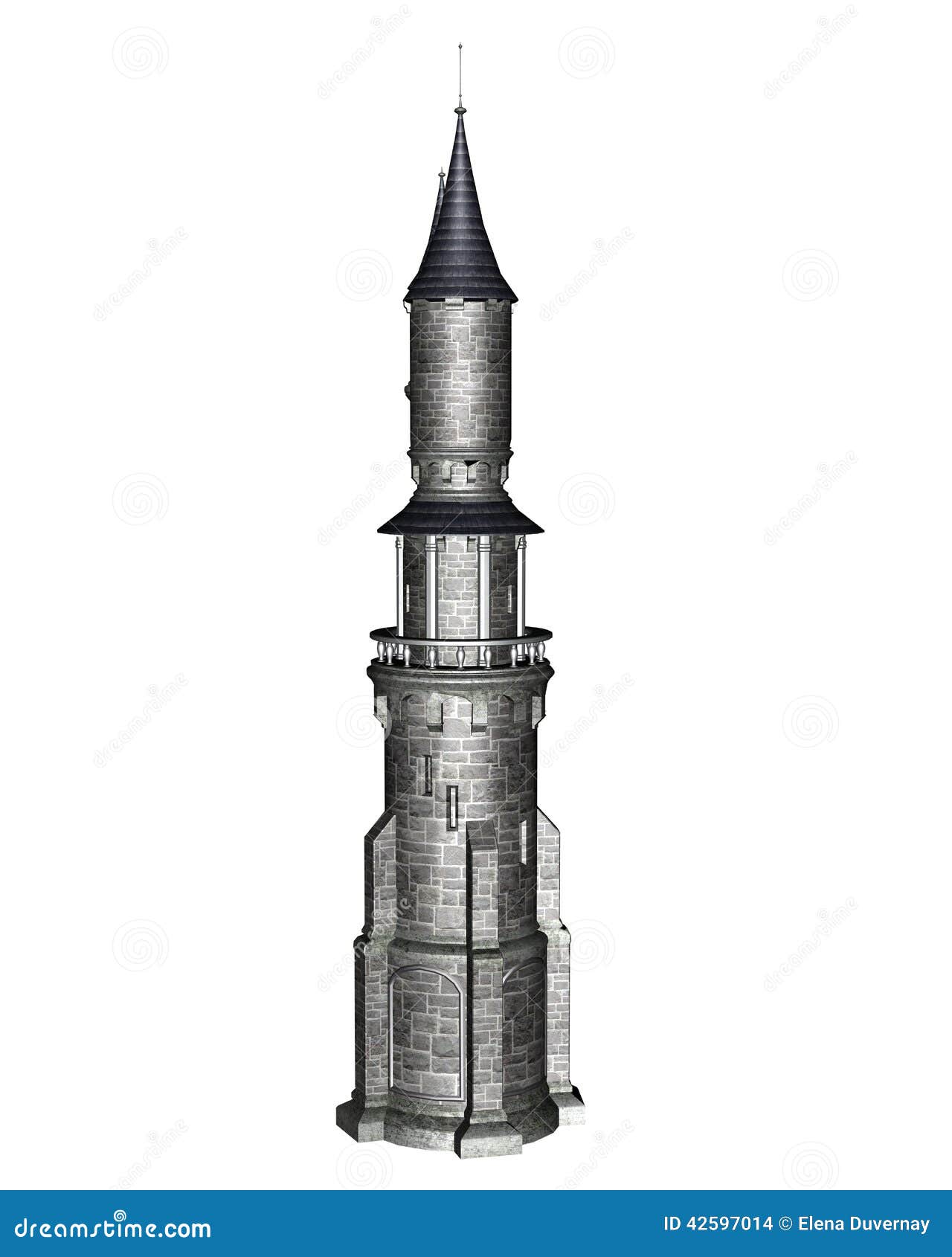 Castle tower - 3D render stock illustration. Illustration of stone ...