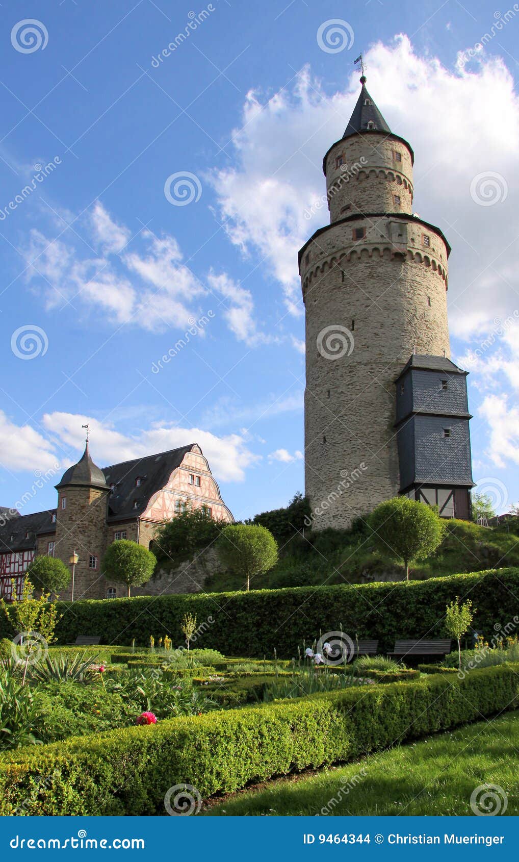 Castle tower in Germany stock photo. Image of sight, clouds - 9464344