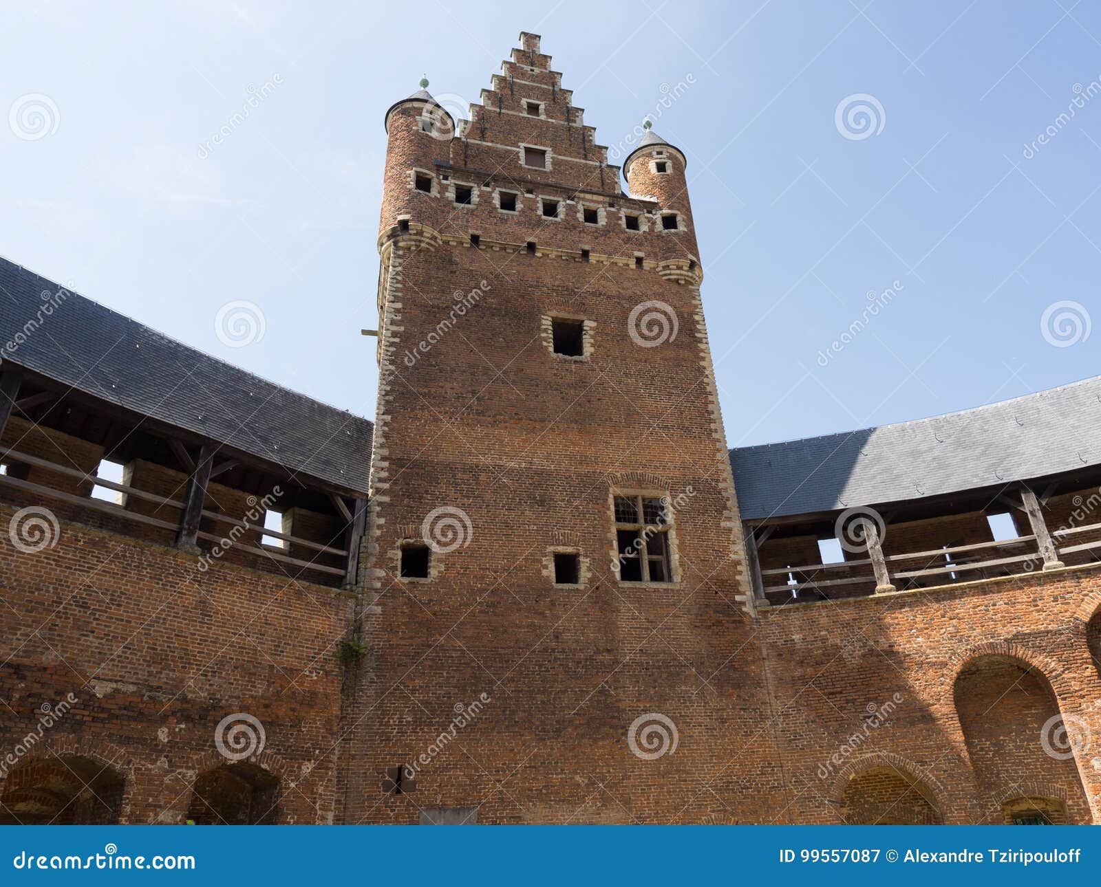 Castle Tower in Inner Courtyard. Stock Image - Image of architecture ...
