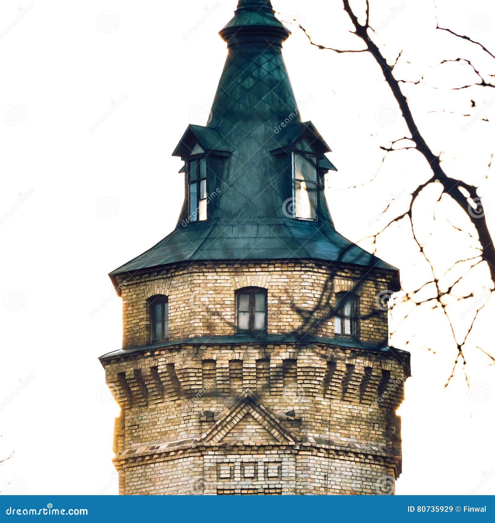 Castle Tower Isolated on White Stock Image - Image of close, detail ...