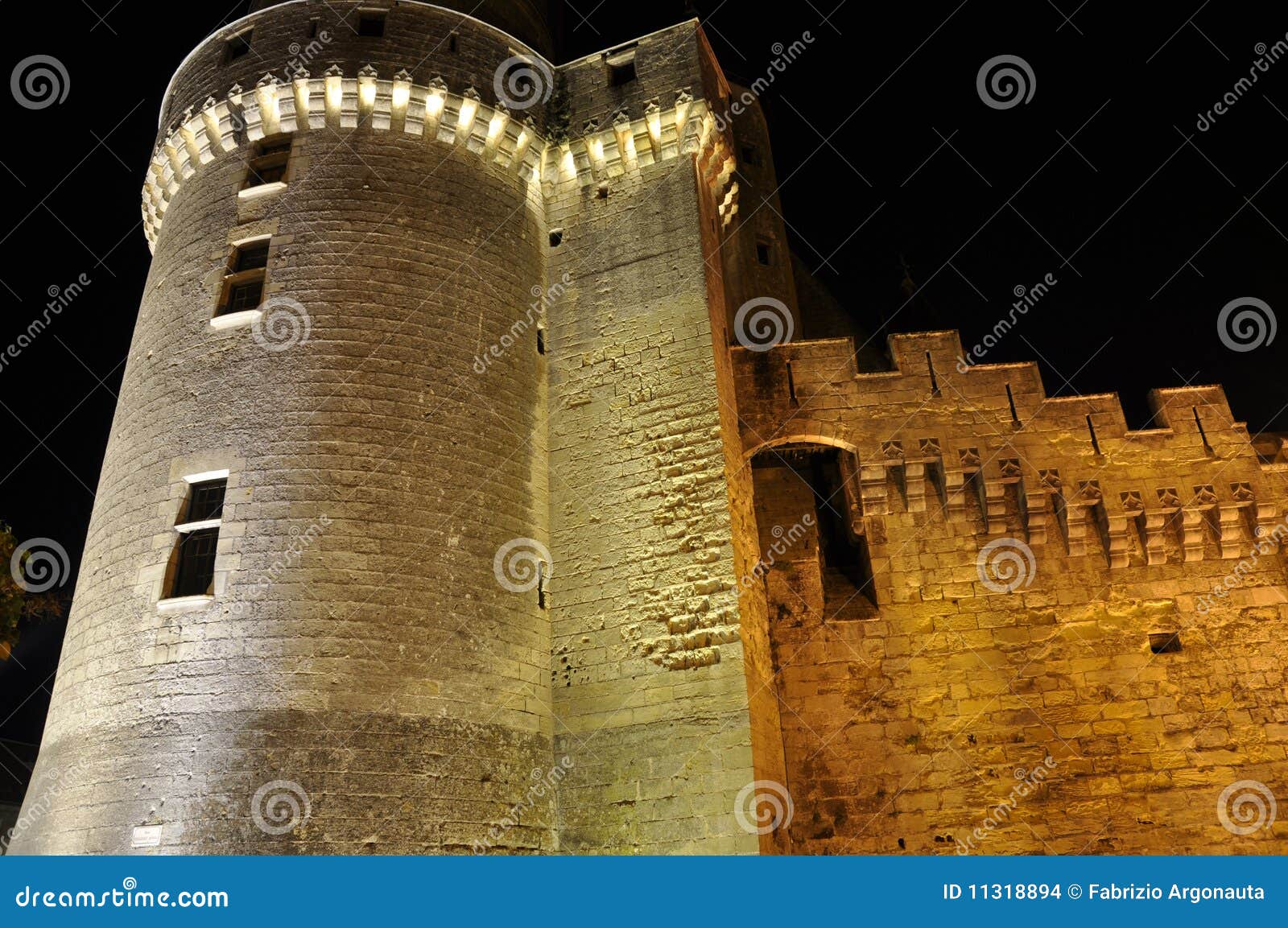 Castle tower at night stock photo. Image of towering - 11318894