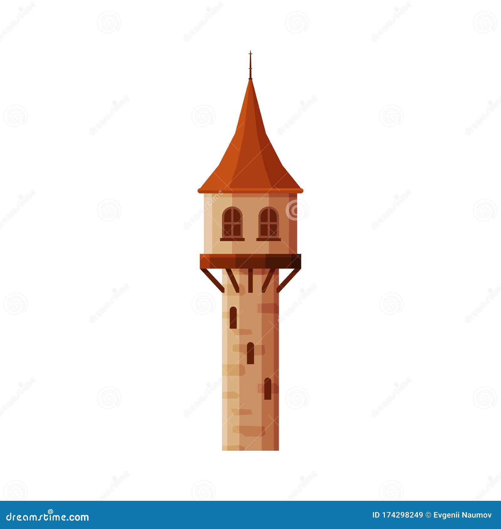 Castle Tower, Part of Medieval Ancient Fortress Vector Illustration ...