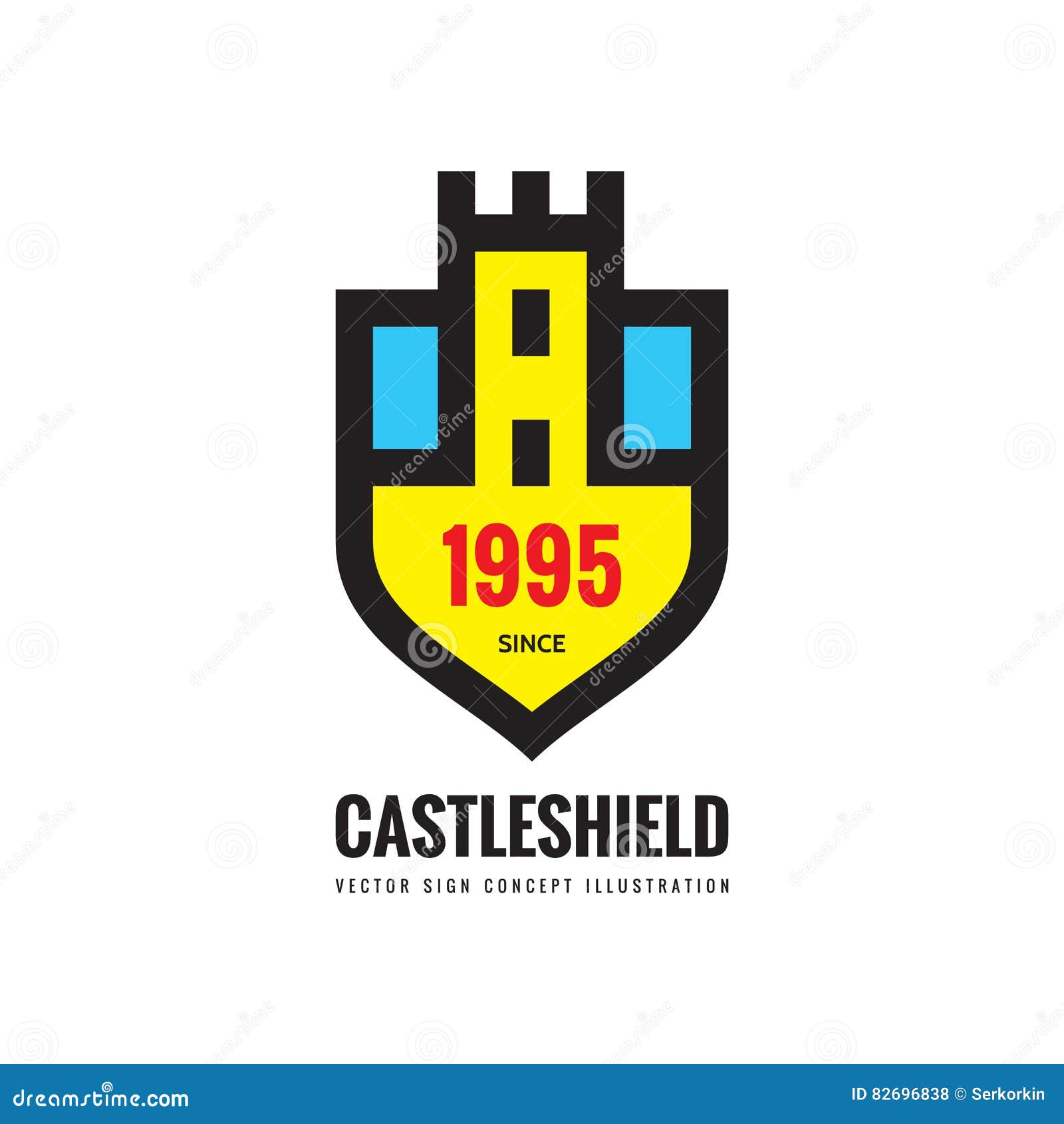 Castle Tower in Shield - Vector Business Logo Template Concept ...