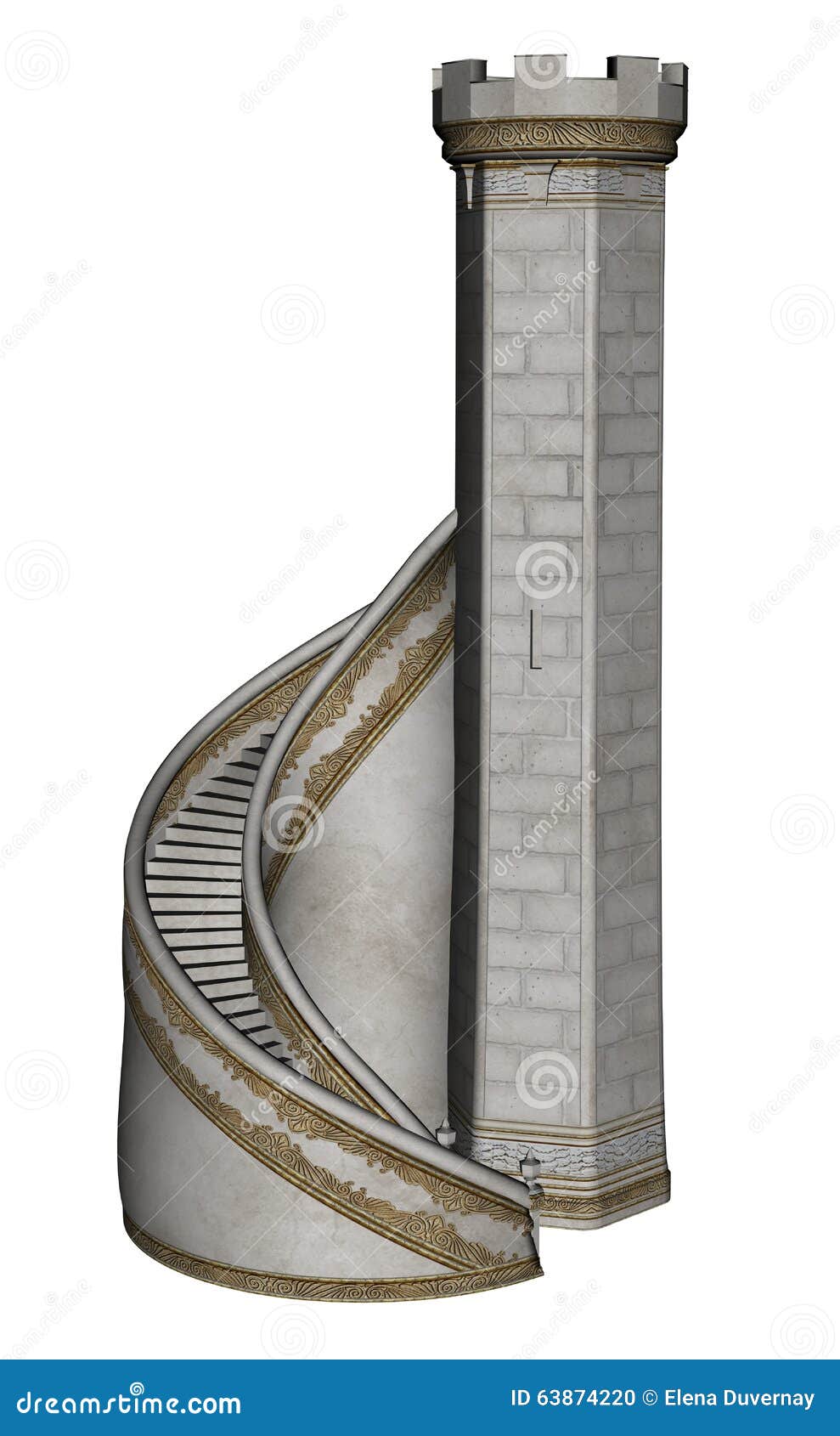 Castle Tower and Stairs - 3D Render Stock Illustration - Illustration ...