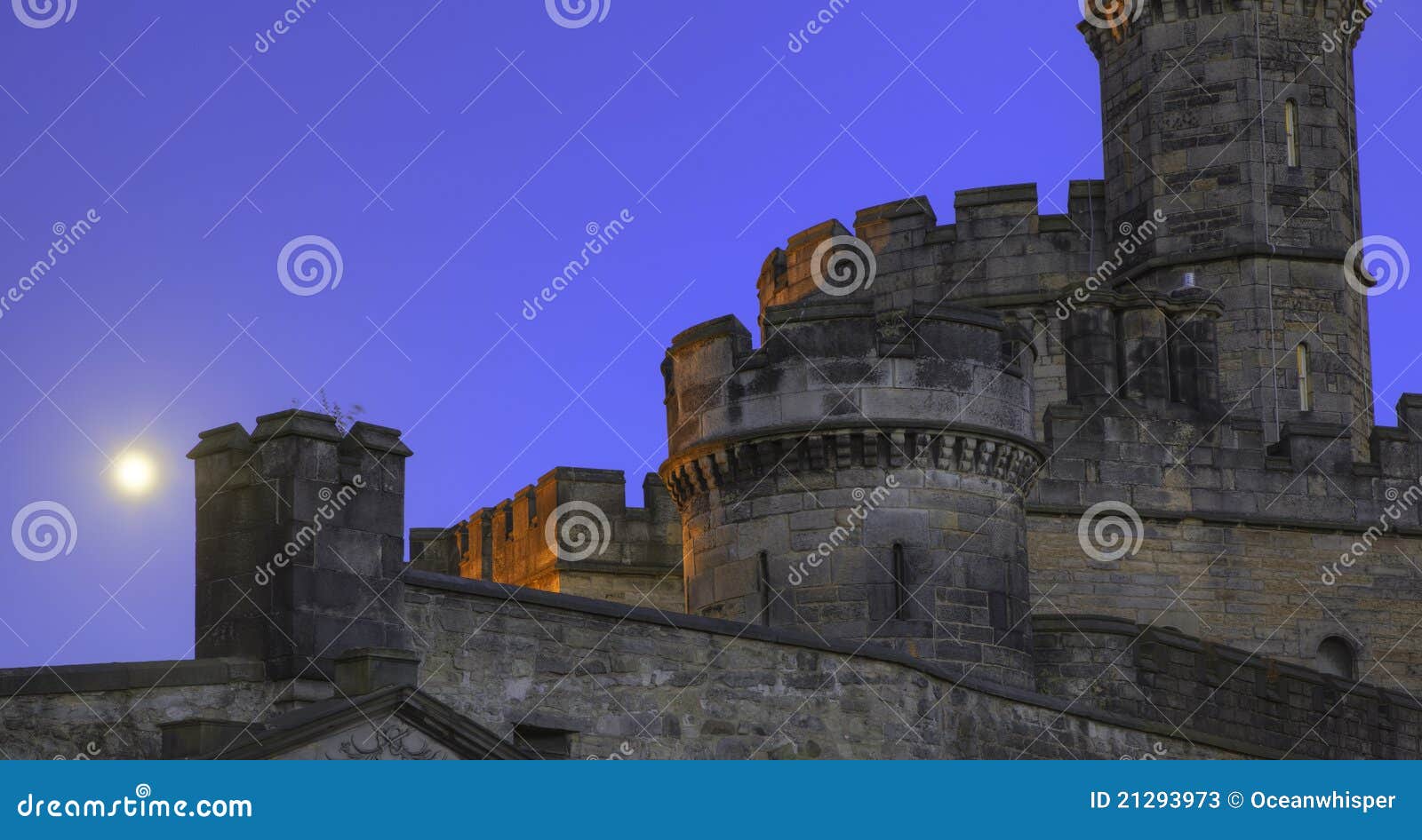 Castle with Towers in Moonlight Stock Image - Image of adventure ...