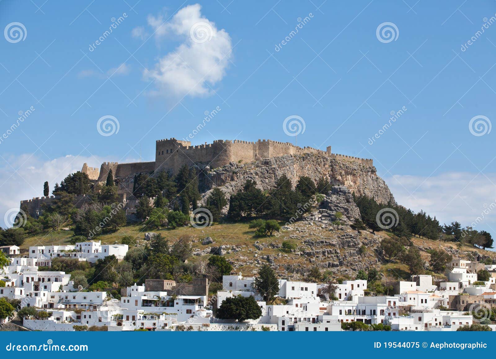 Castle town of Lindos stock image. Image of fort, fortification - 19544075