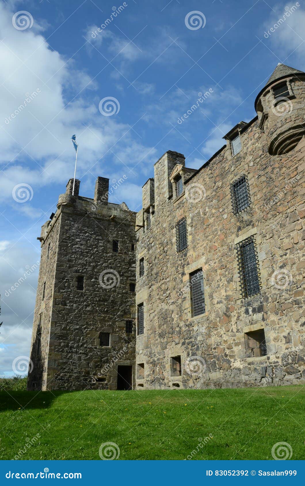 Castle Turrets stock photo. Image of turrets, flag, wall - 83052392
