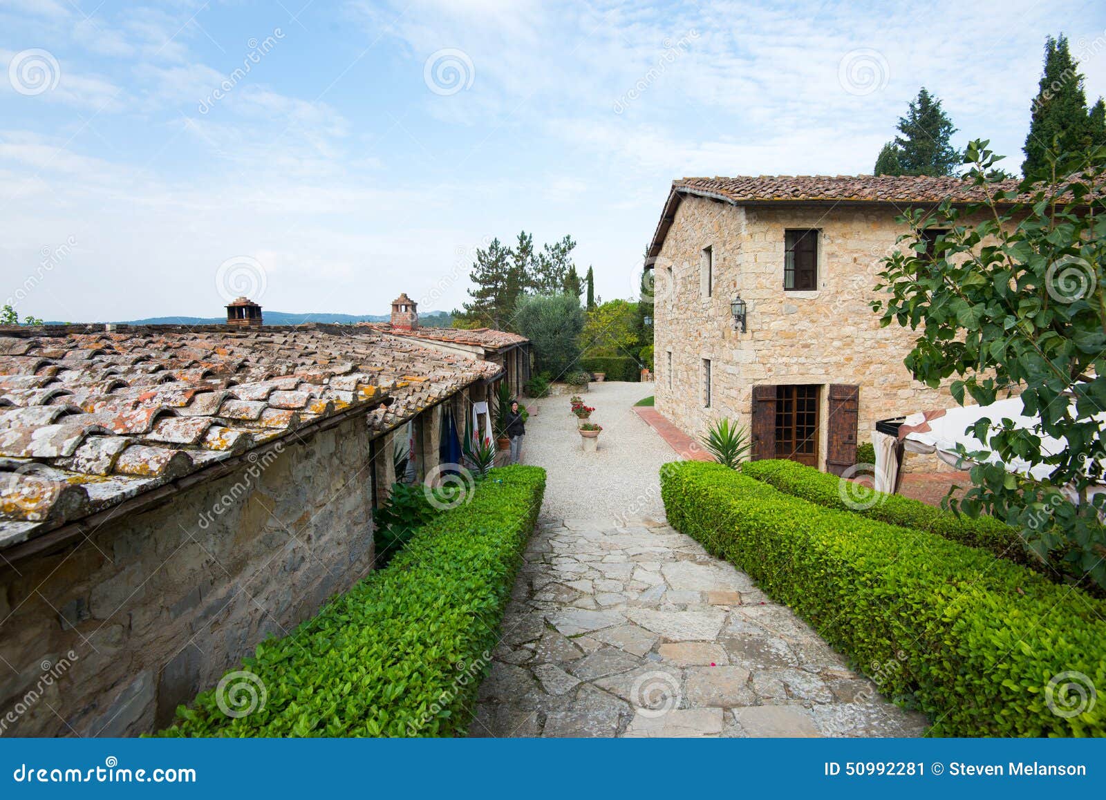 Castle in Tuscany with Stone Walkway Stock Image - Image of walkway ...