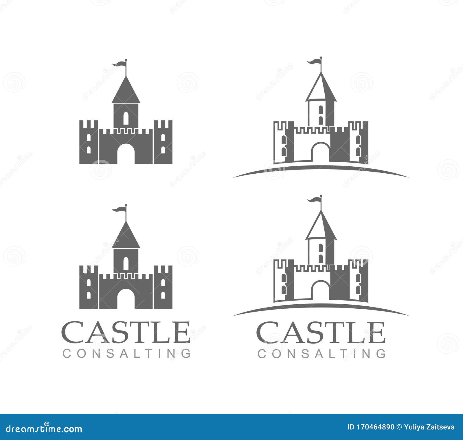 Castle in Vector Gray Color. Stock Vector - Illustration of king, color ...