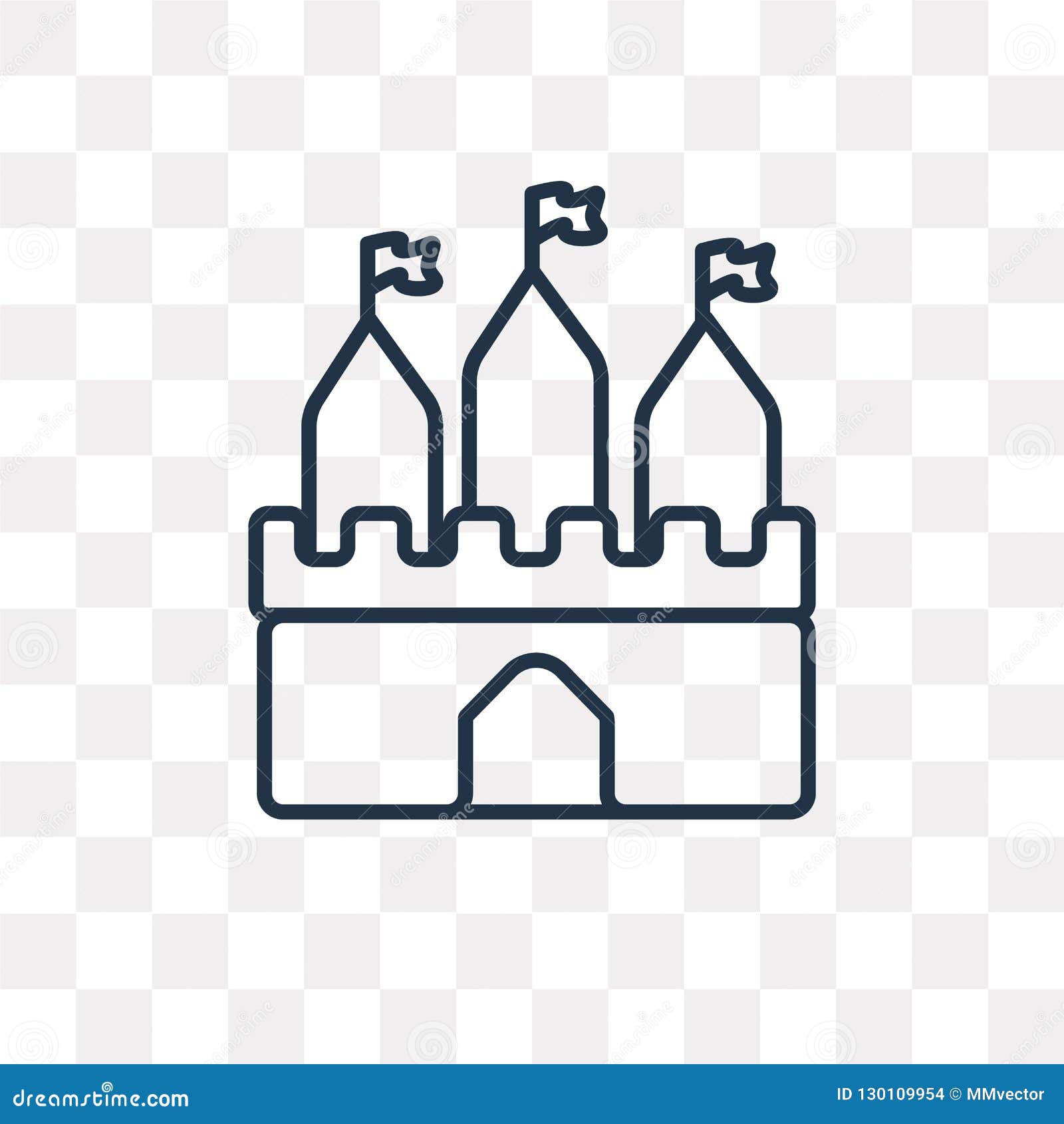 Castle Vector Icon Isolated on Transparent Background, Linear Ca Stock ...