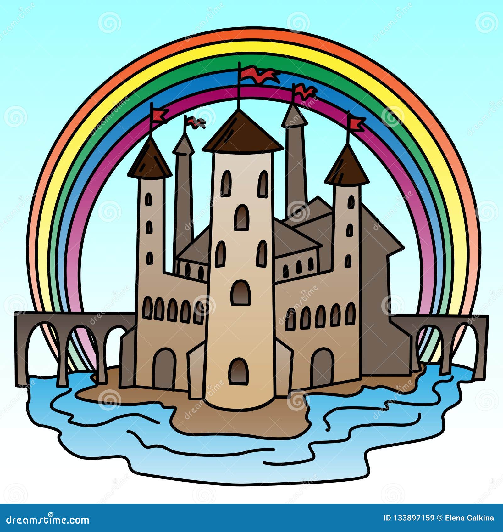 Castle Vector Illustration. Colorful Illustration of Fantasy Building ...