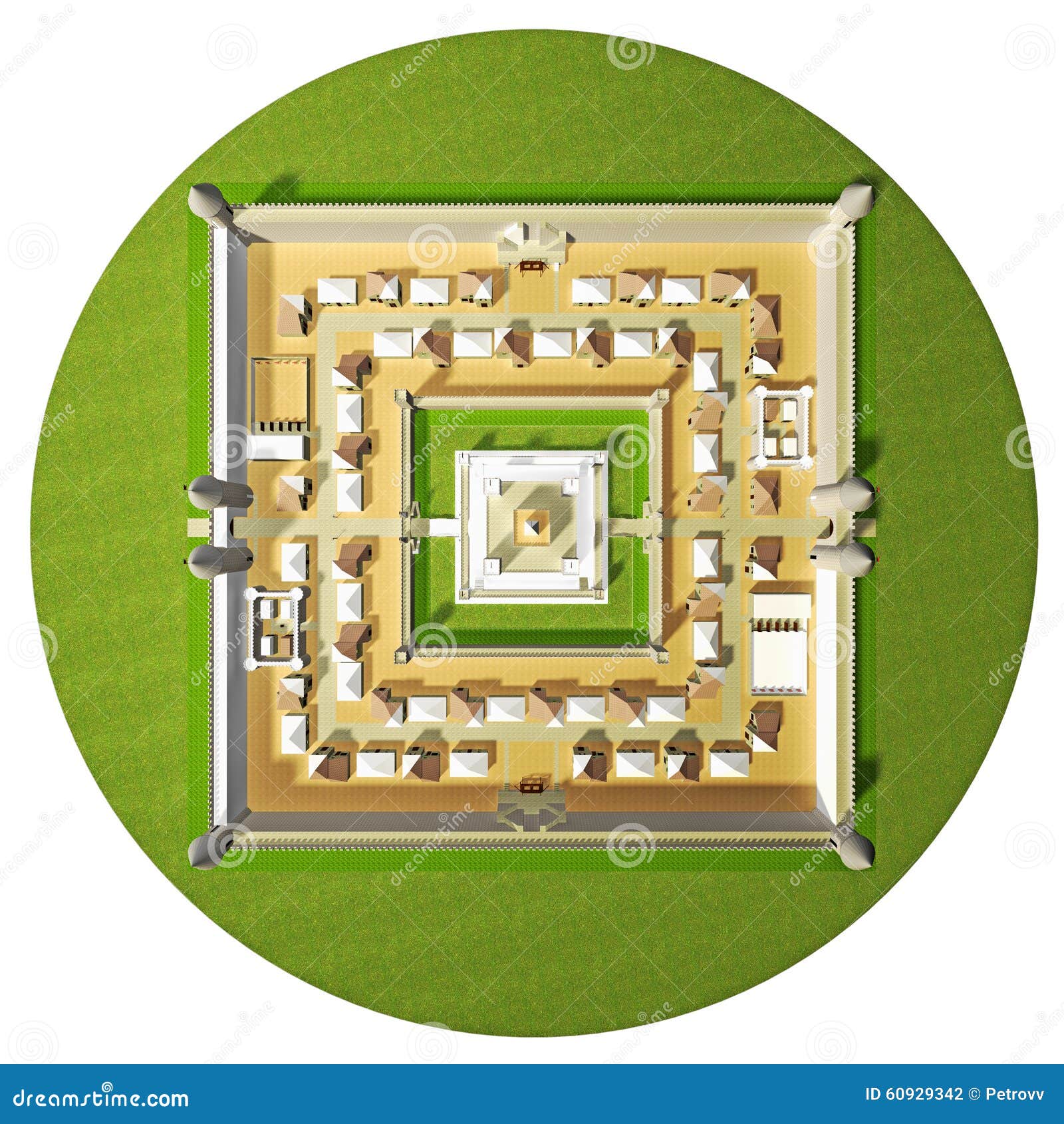 Castle view from above stock illustration. Illustration of white - 60929342