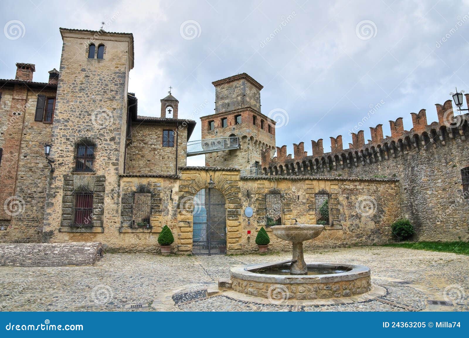 Castle of Vigoleno. Emilia-Romagna. Italy Stock Image - Image of cloudy ...