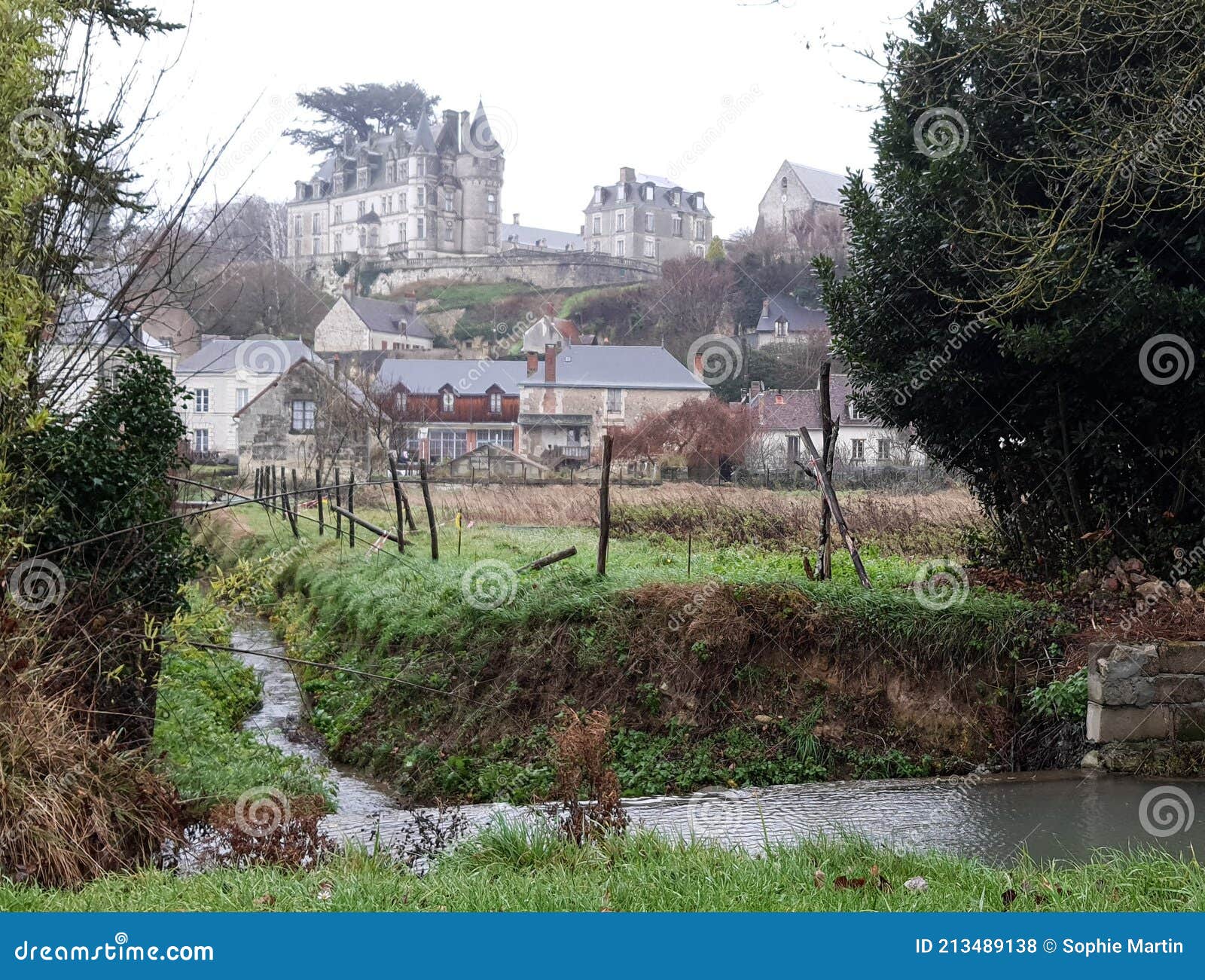 Castle and village stock photo. Image of village, building - 213489138