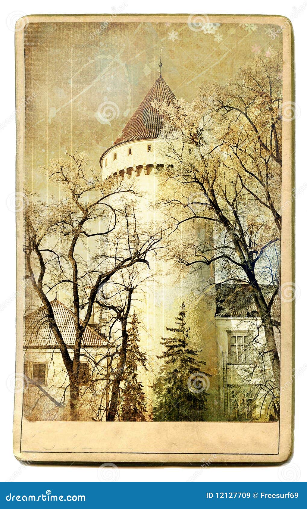 Castle - vintage card stock image. Image of destination - 12127709