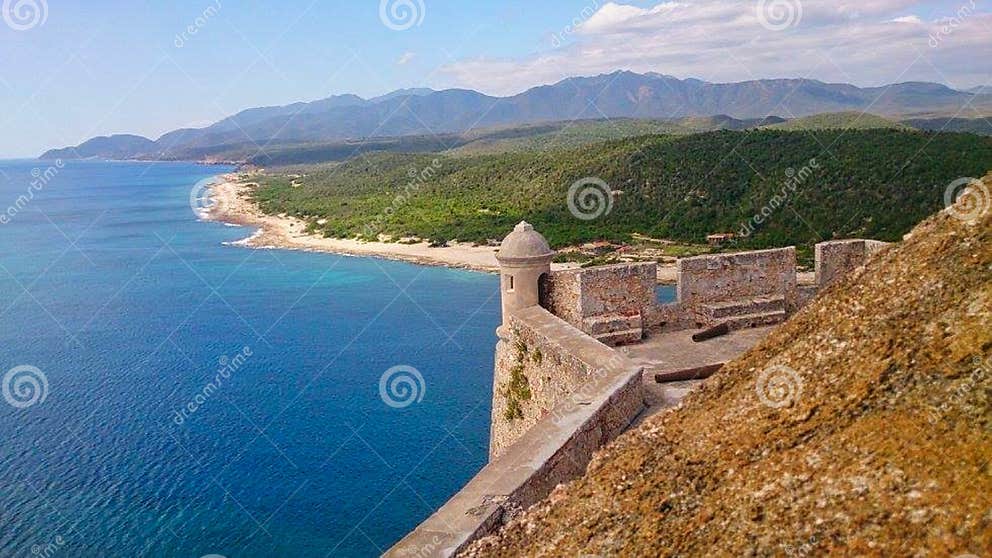 A Castle Wall on the Coastline Stock Photo - Image of castle, resort ...