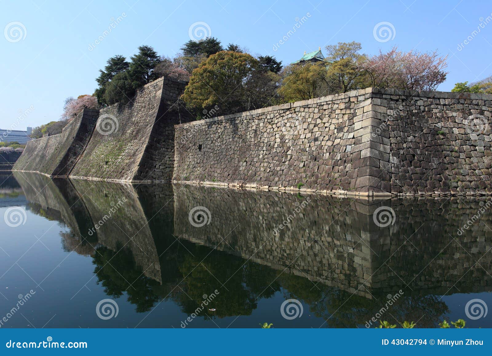 Castle Wall of Osaka City, Japan Stock Photo - Image of castle, green ...