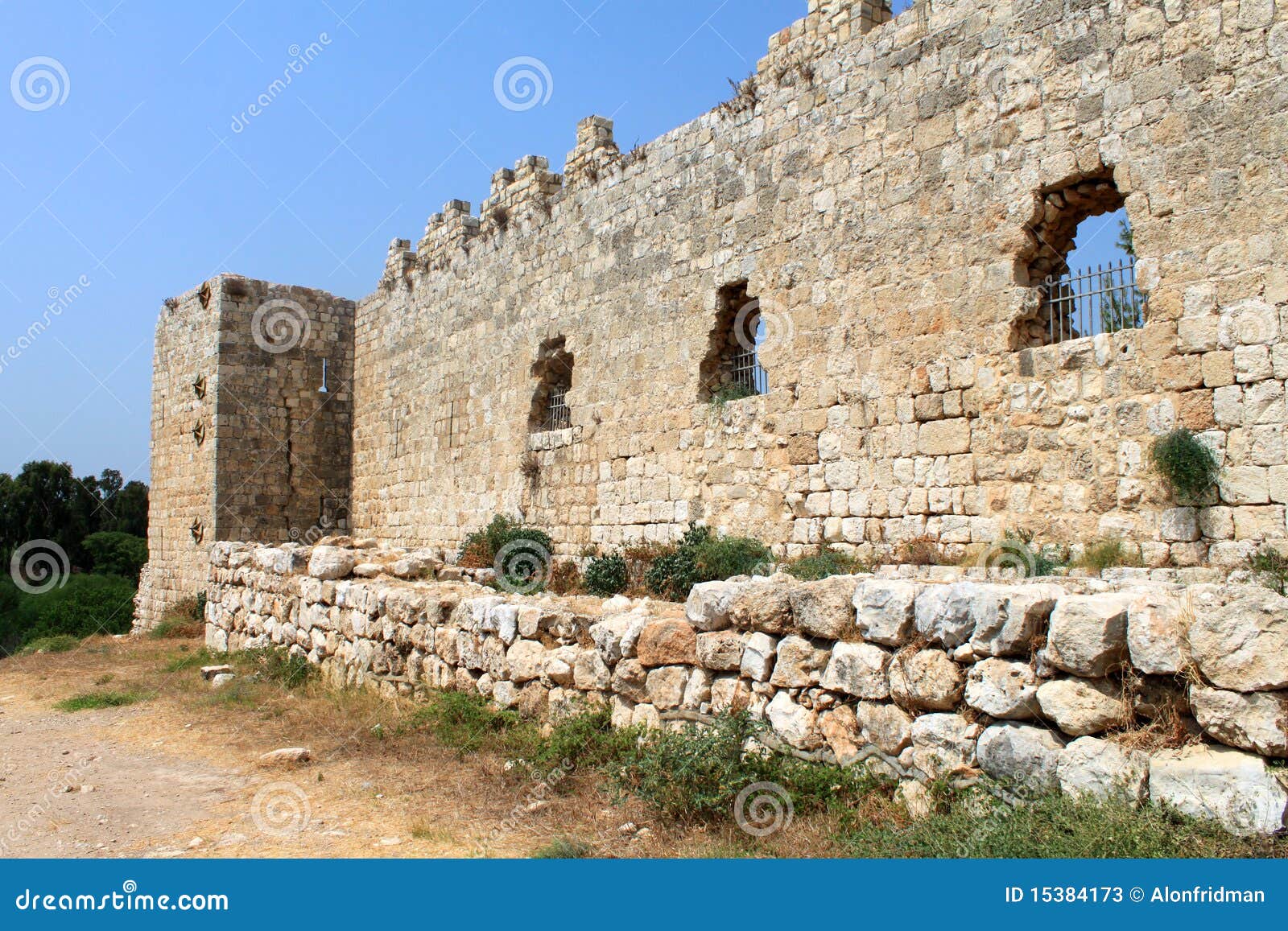 Castle Wall and Tower stock image. Image of country, antipatris - 15384173