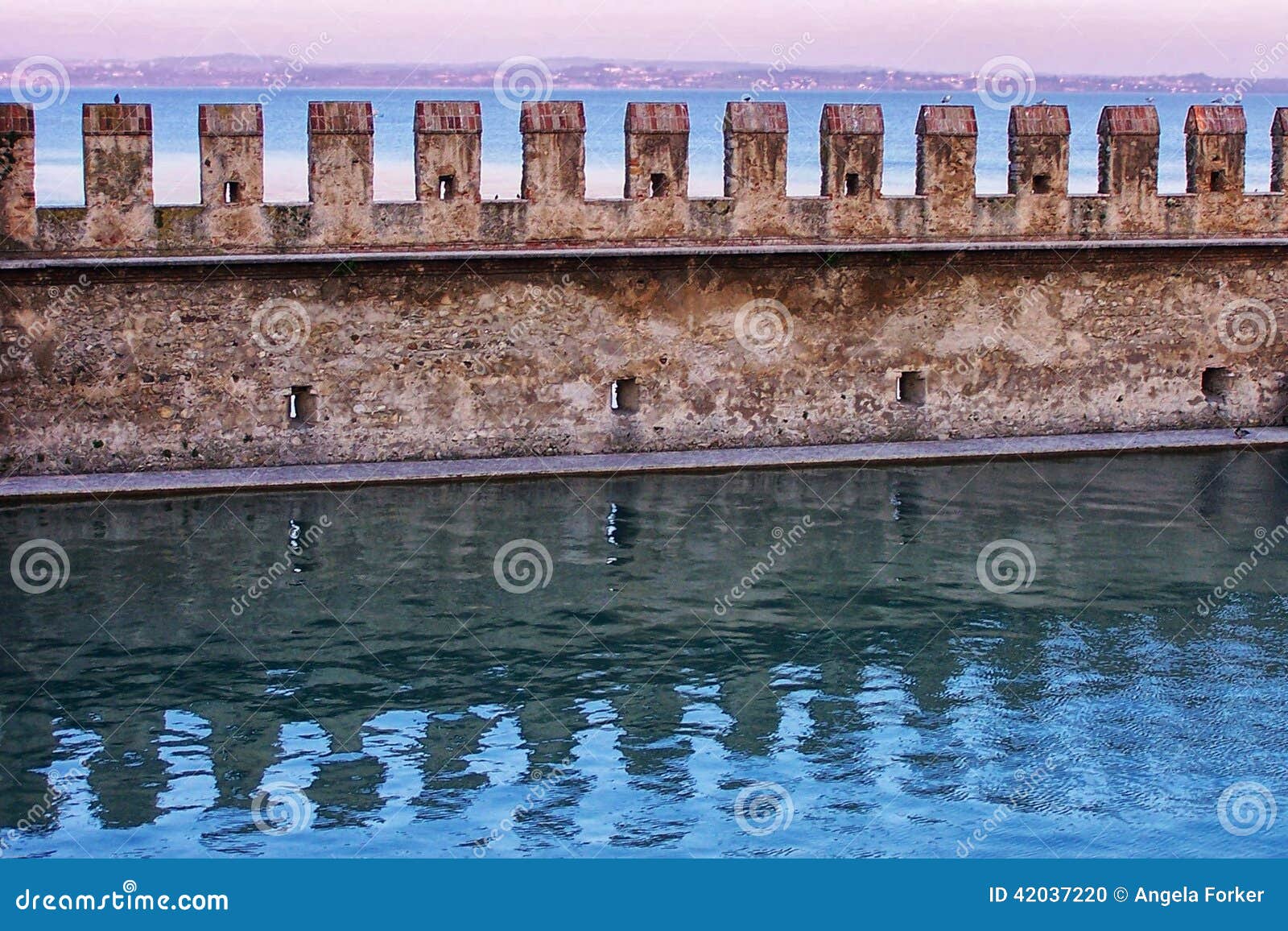 Castle Wall in Water in Italy Stock Photo - Image of northern, wall ...