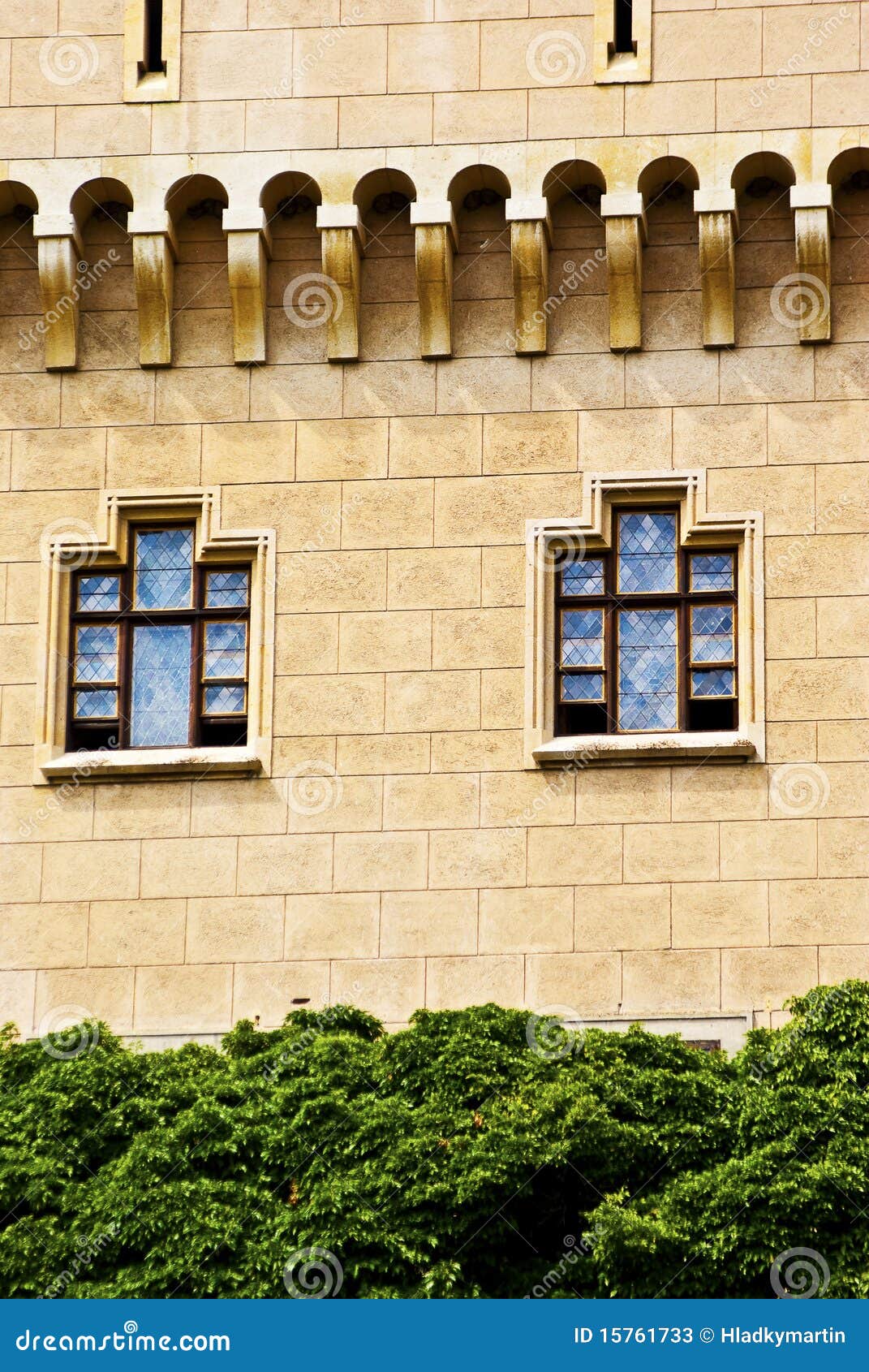 Castle wall with windows stock image. Image of house - 15761733