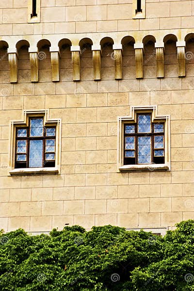 Castle wall with windows stock image. Image of house - 15761733