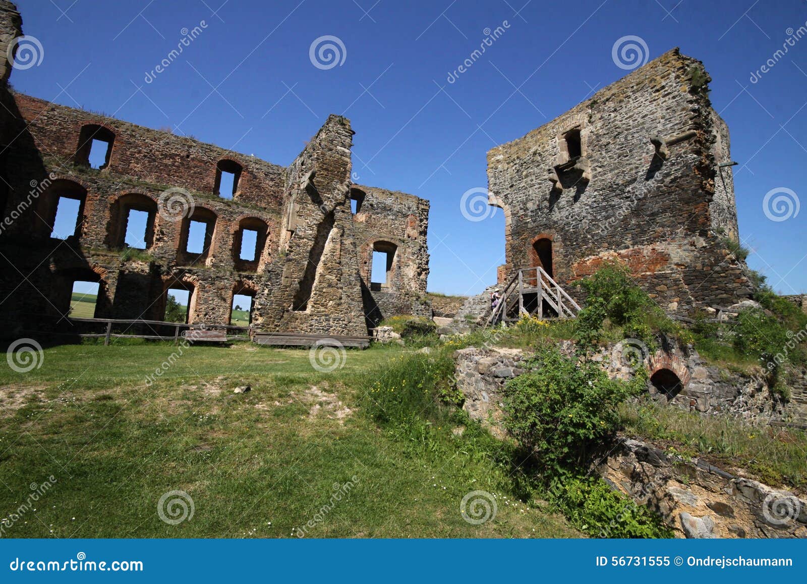 Castle walls stock image. Image of bench, frame, grass - 56731555