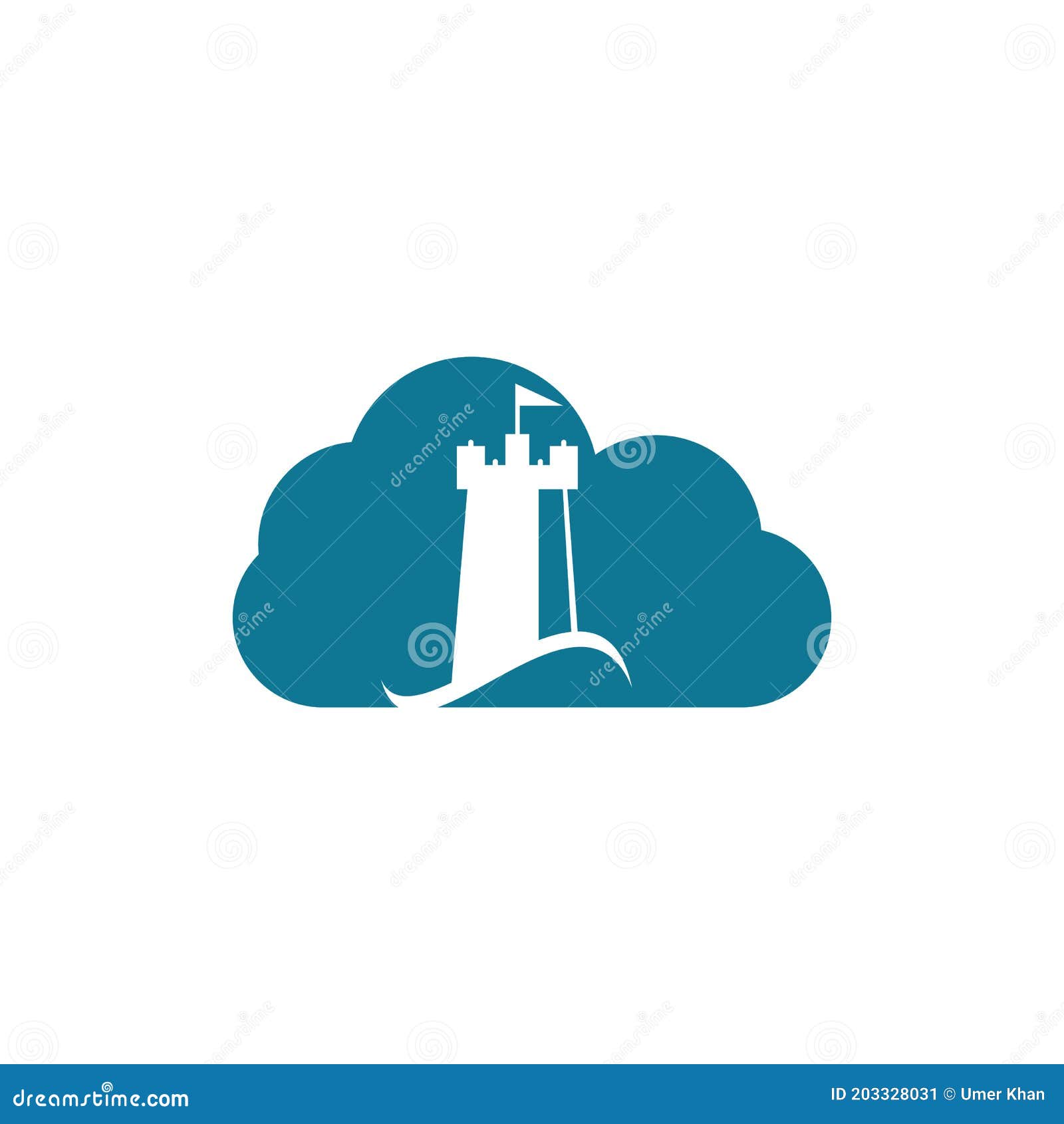 Castle Wave Cloud Shape Concept Logo Vector Icon Stock Vector ...