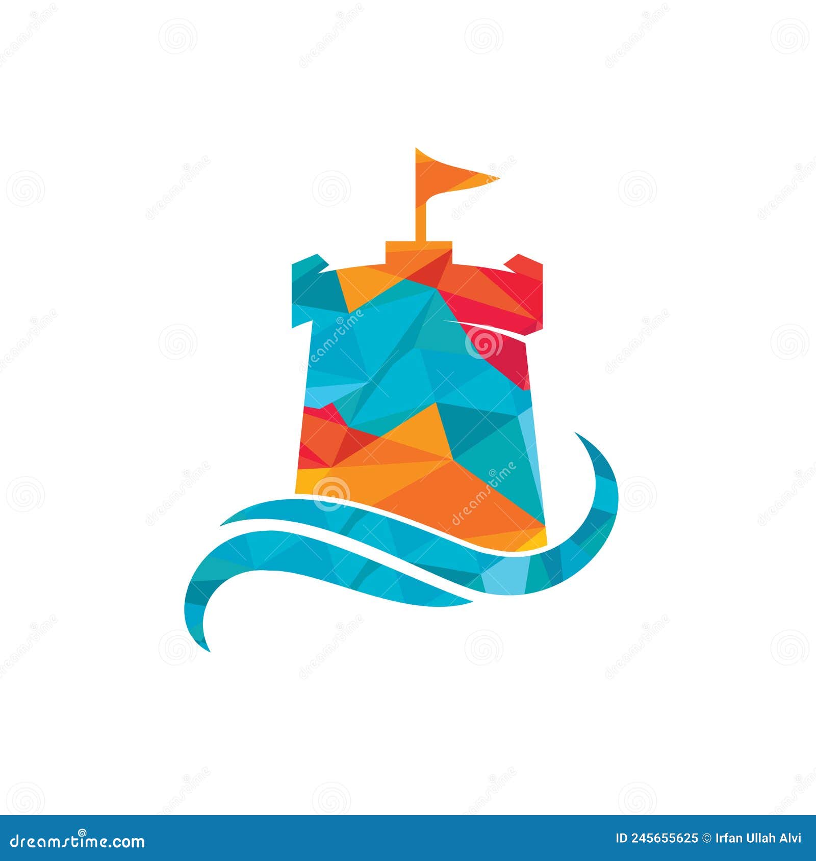 Castle Wave Vector Logo Design Template. Stock Vector - Illustration of ...