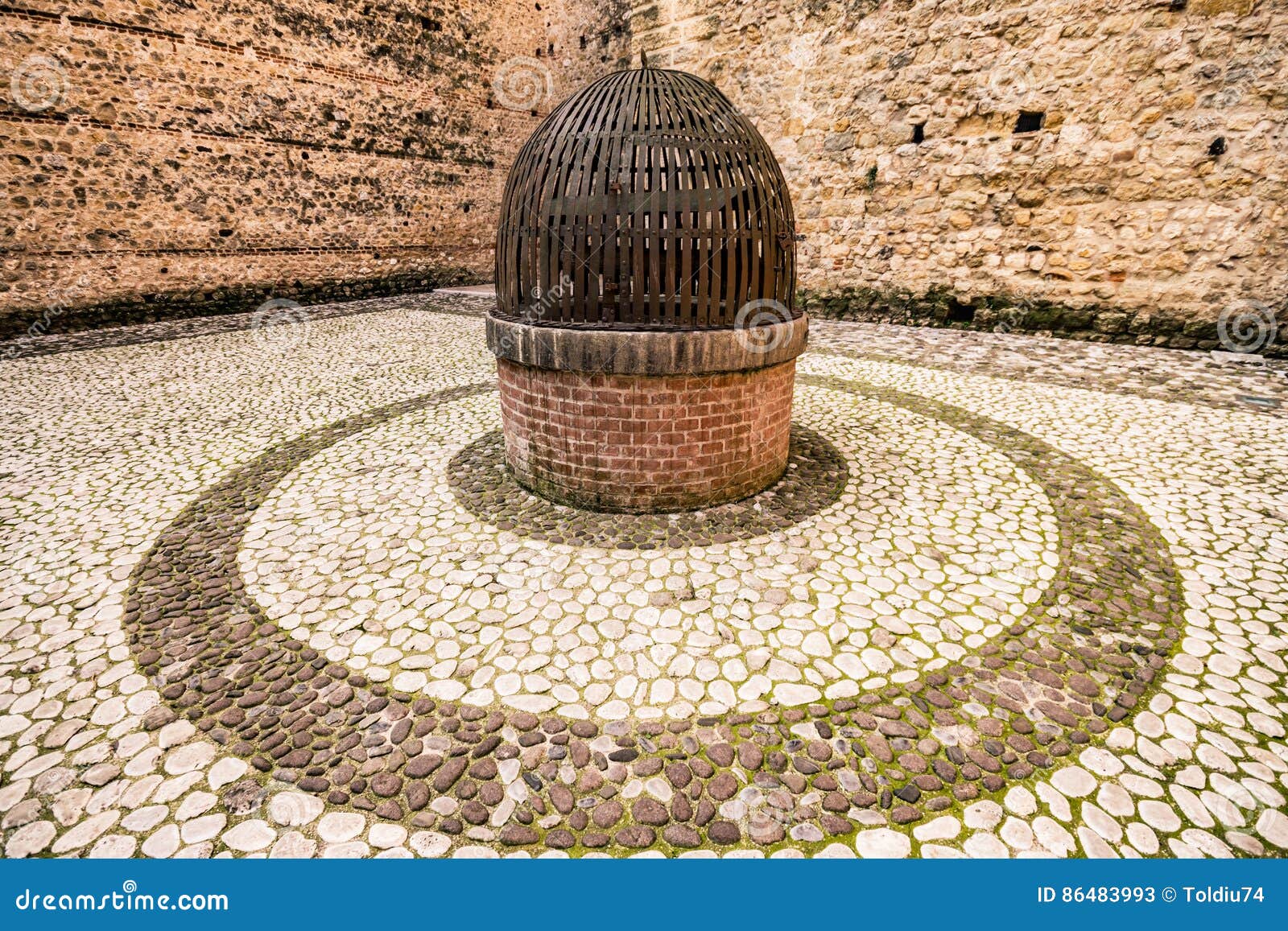Castle Well Covered by an Iron Grate. Stock Image - Image of grate ...