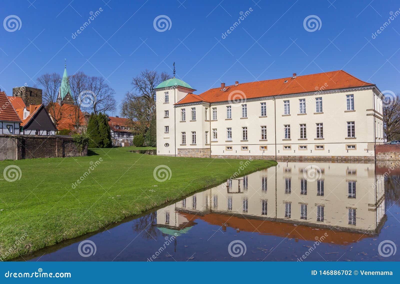 Castle Westerholt with Reflection in the Water Stock Photo - Image of ...