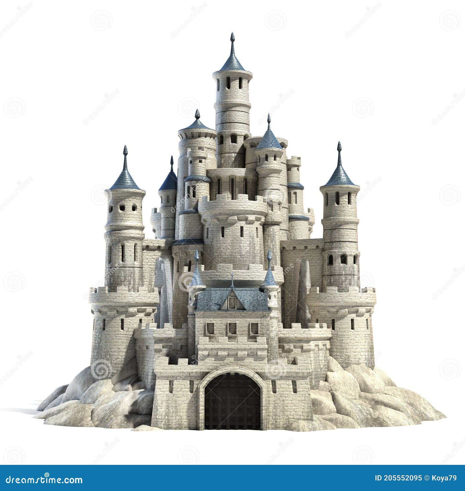 Castle on White Background 3d Rendering Stock Illustration ...