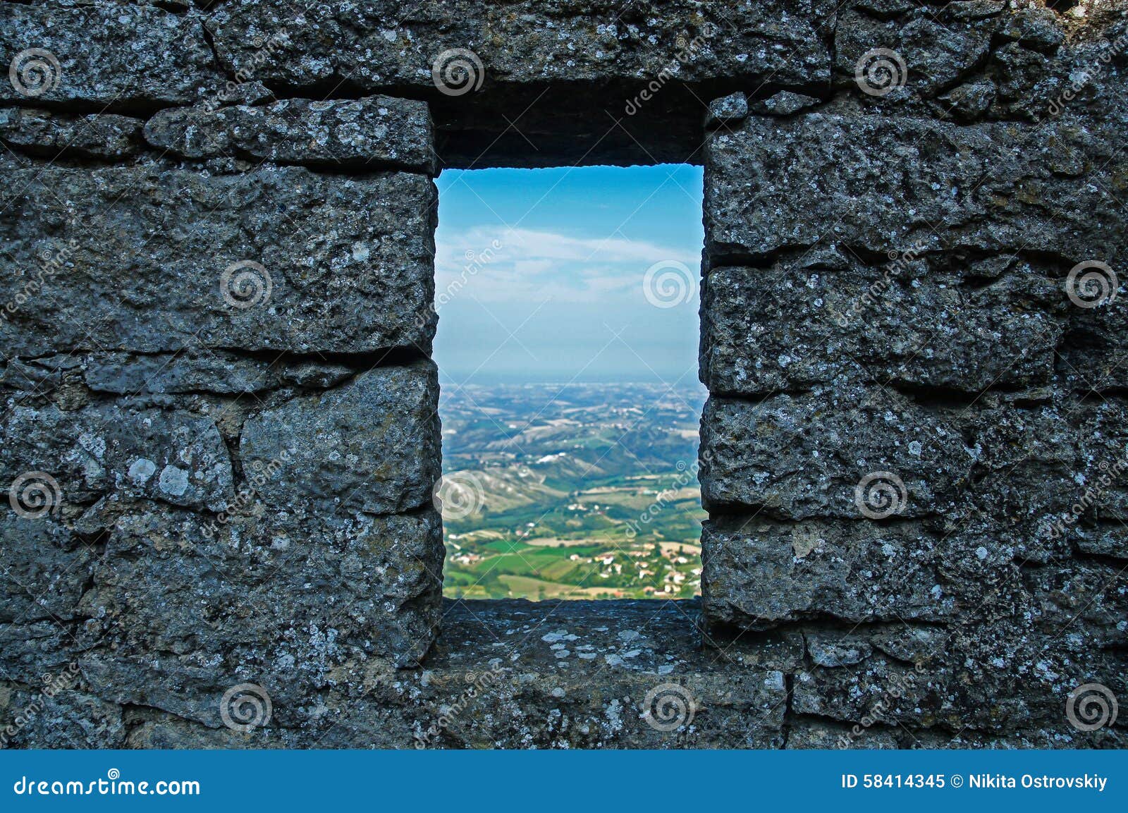 Castle window stock image. Image of blue, ancient, coast - 58414345