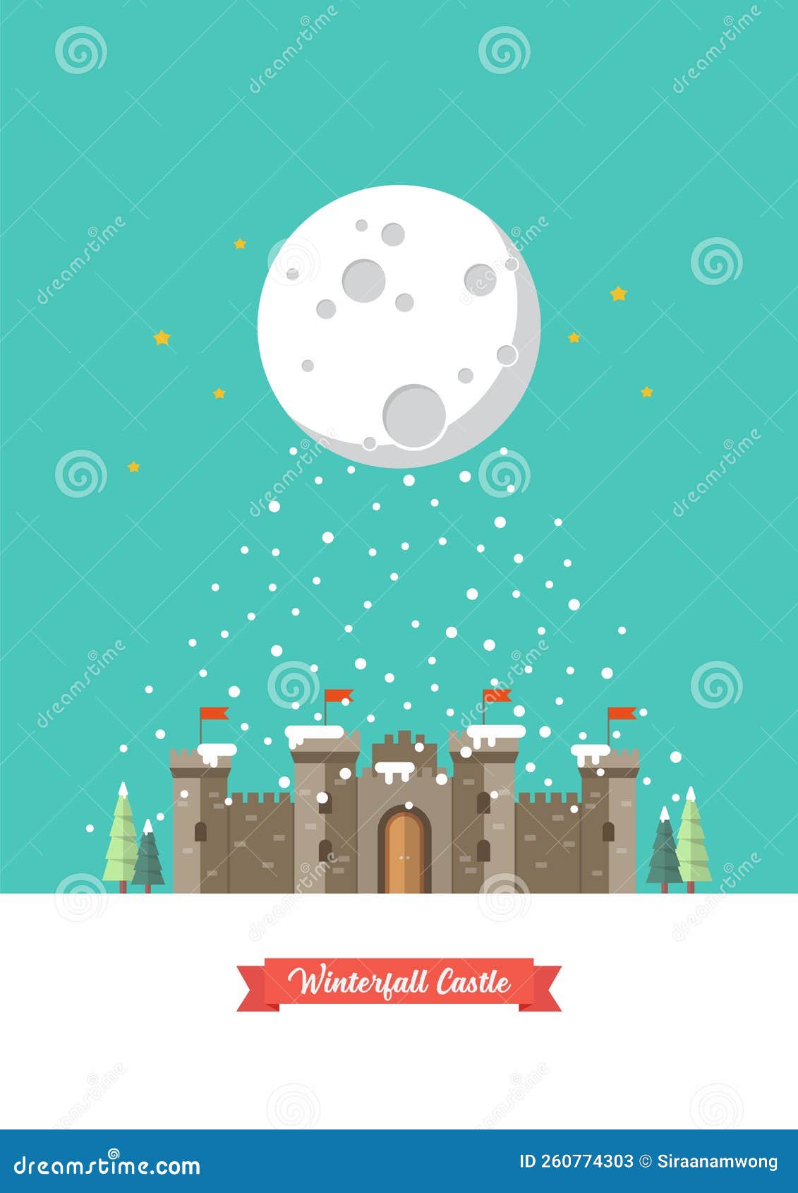 Castle in Winter Season Poster Stock Vector - Illustration of happy ...