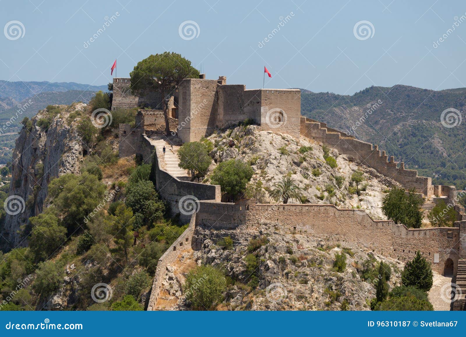 Castle of Xativa stock image. Image of fort, travel, ancient - 96310187