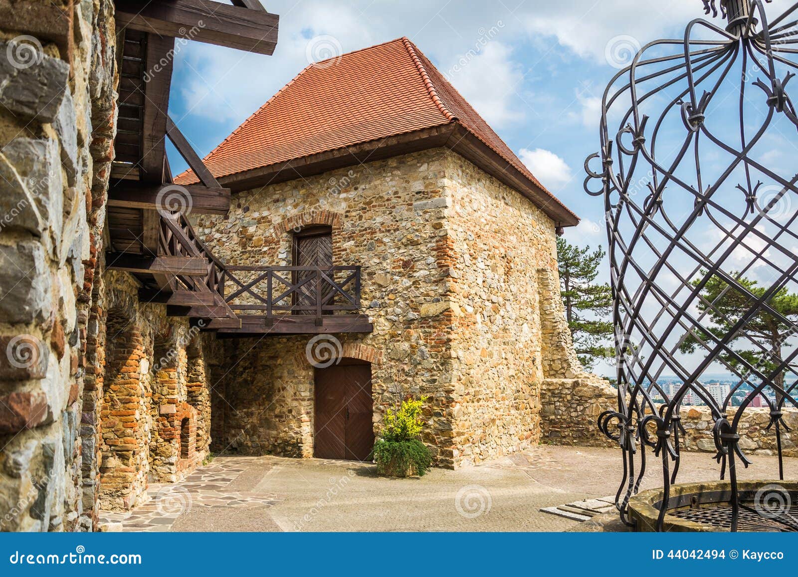 Castle Yard with Service Building and Well Stock Photo - Image of noon ...