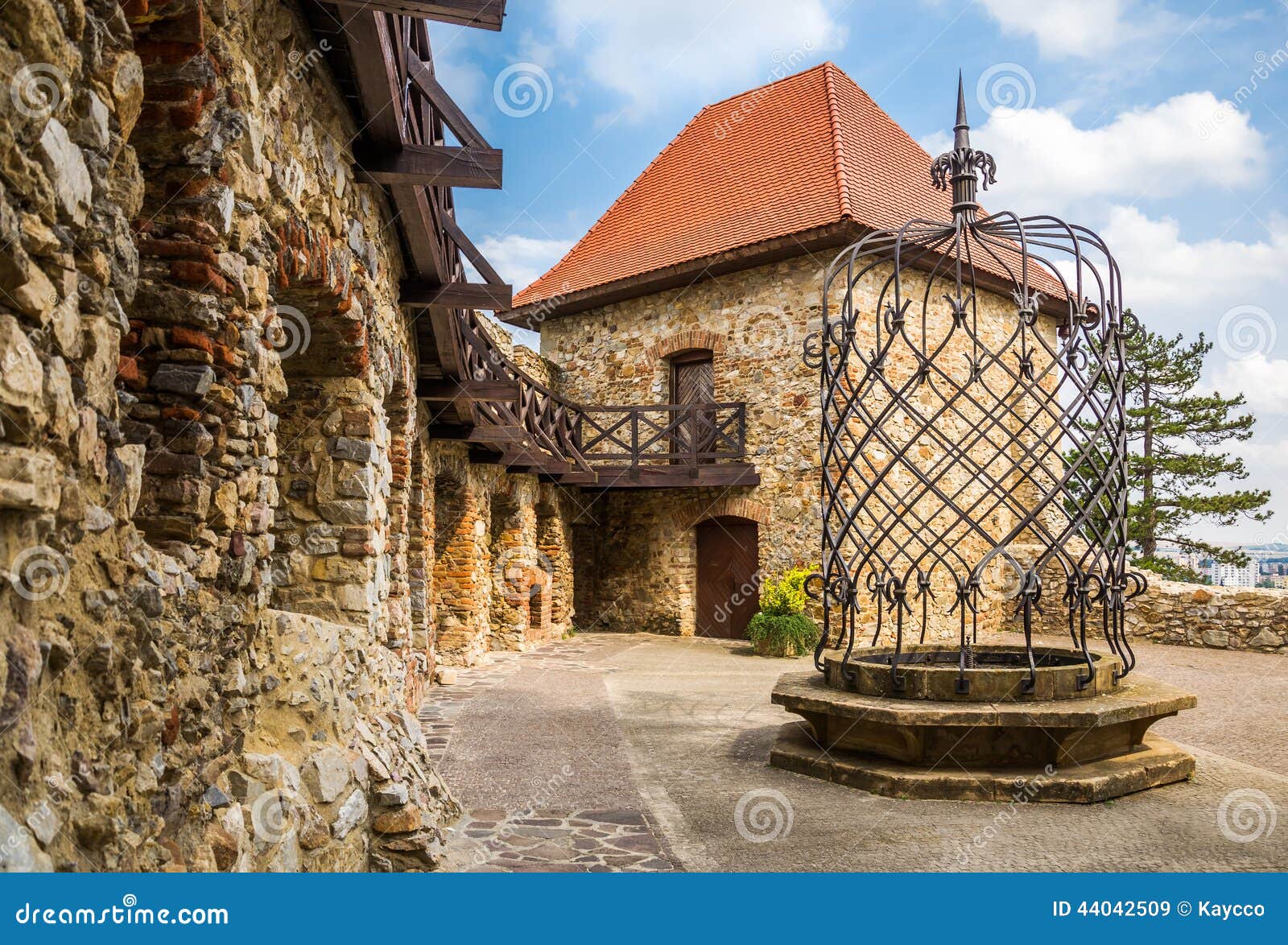 Castle Yard with Service Building and Well Stock Image - Image of cage ...