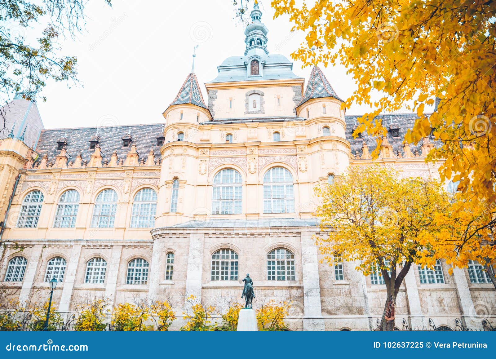 Castle in yellow trees stock image. Image of medieval - 102637225