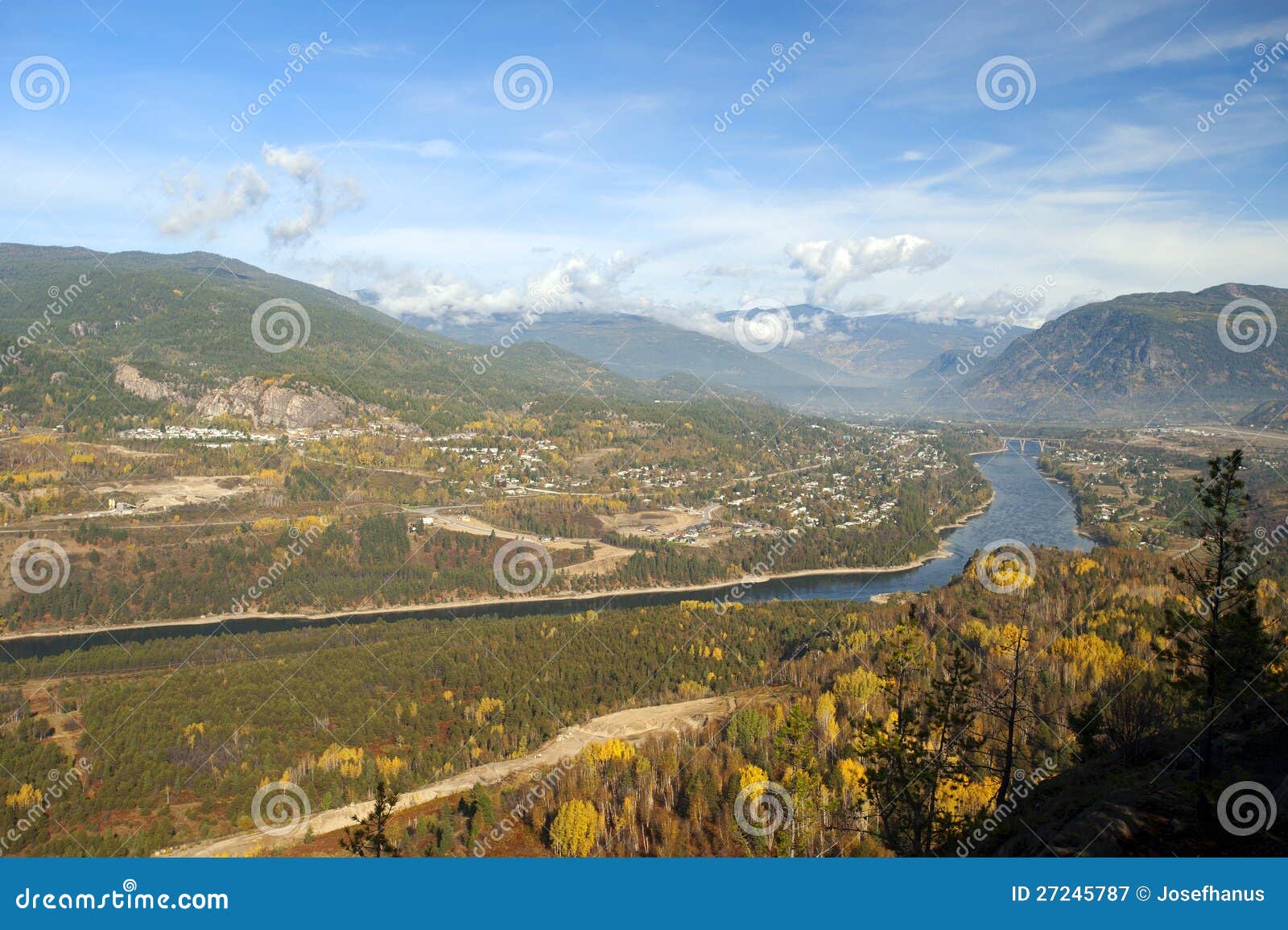 Castlegar with Columbia River Stock Image - Image of yellow, hills ...