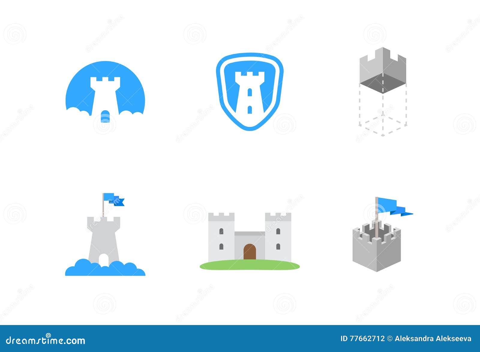 Castles Flat Vector Symbols for Branding Stock Vector - Illustration of ...