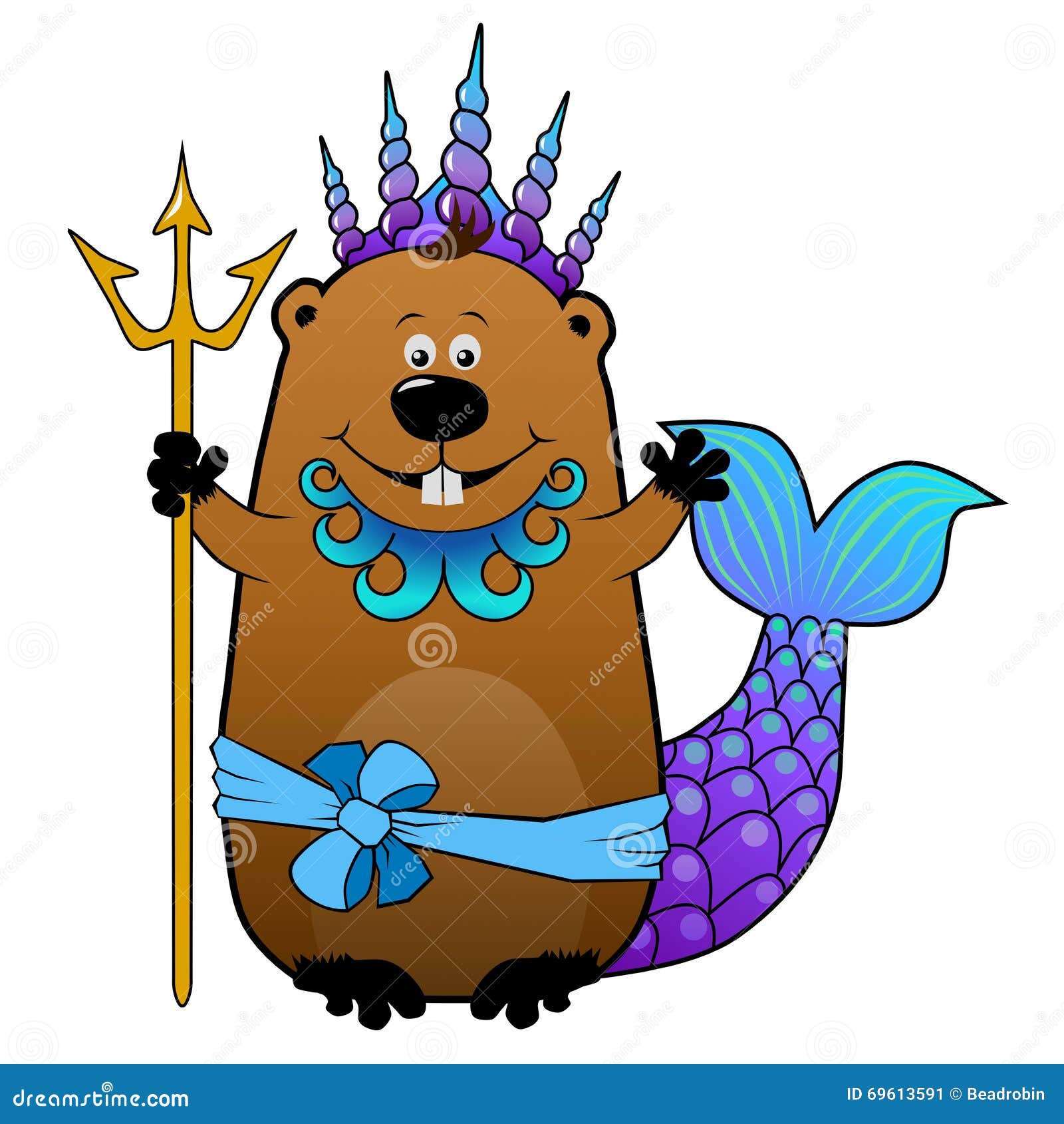 Castor Drôle Dans Le Costume De Carnaval De Neptune Poseidon ...