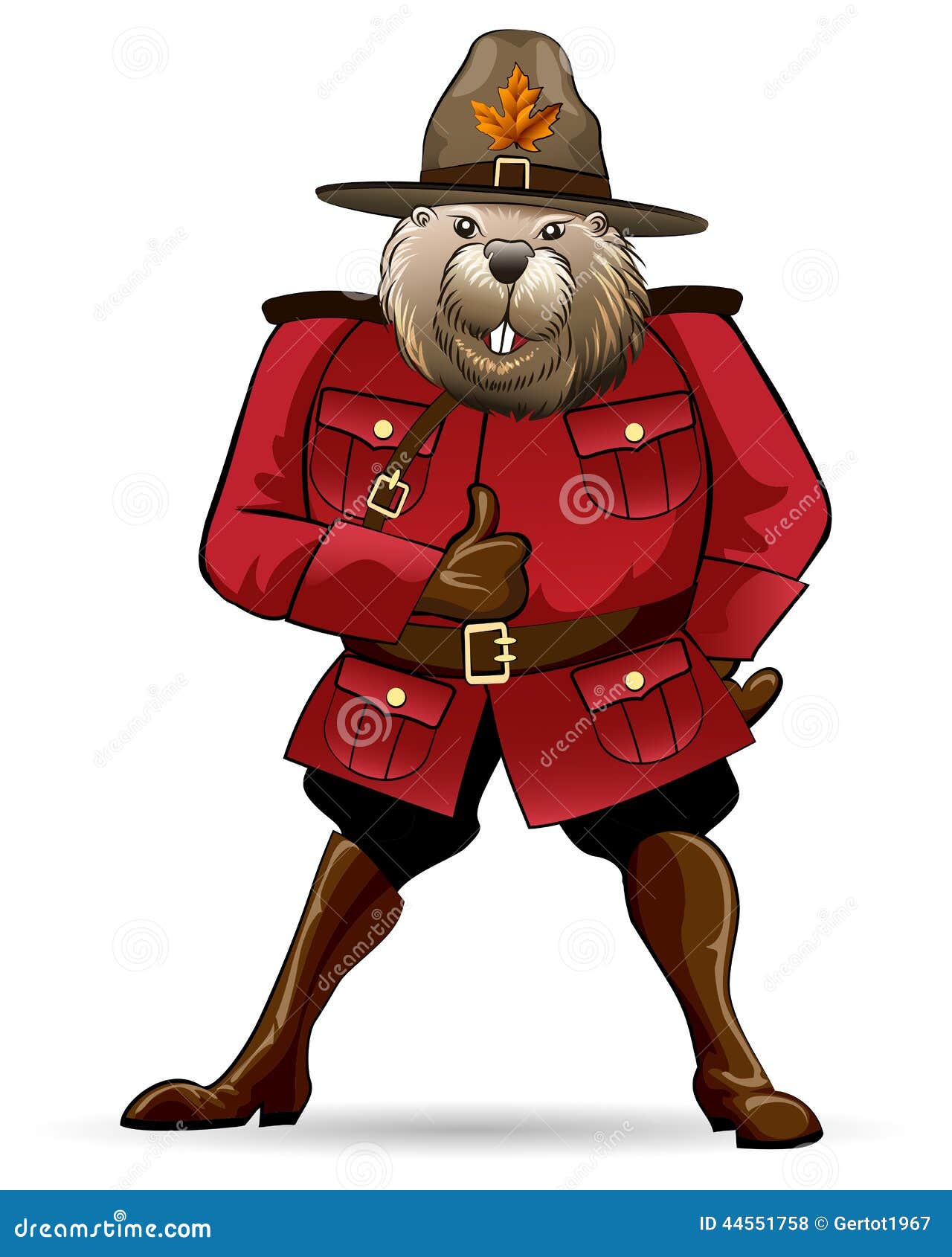 Castor En Traje Canadiense Del Guardabosques Ilustración del Vector ...
