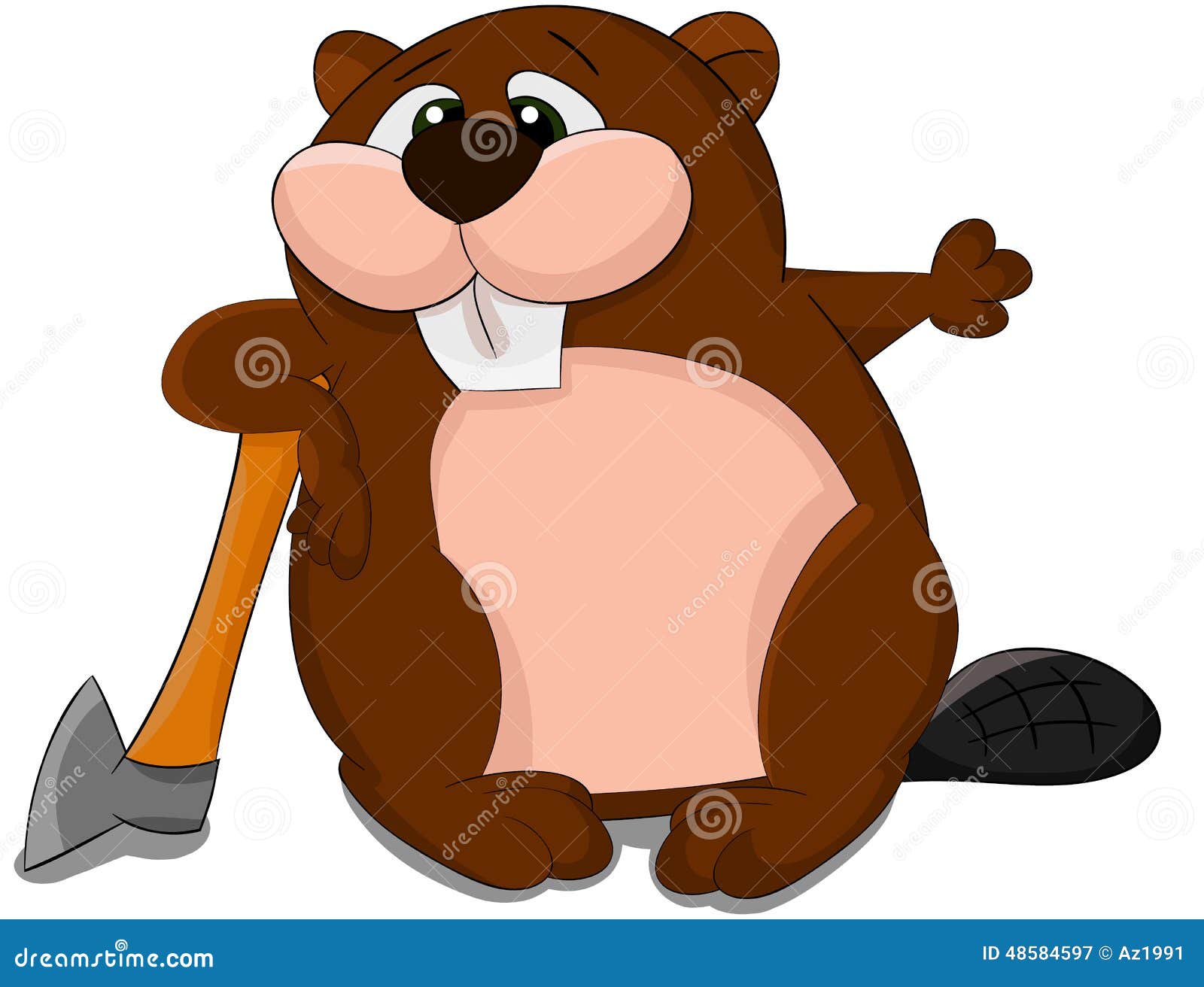 Castor Lindo Del Vector De La Historieta Con El Hacha Ilustración del ...