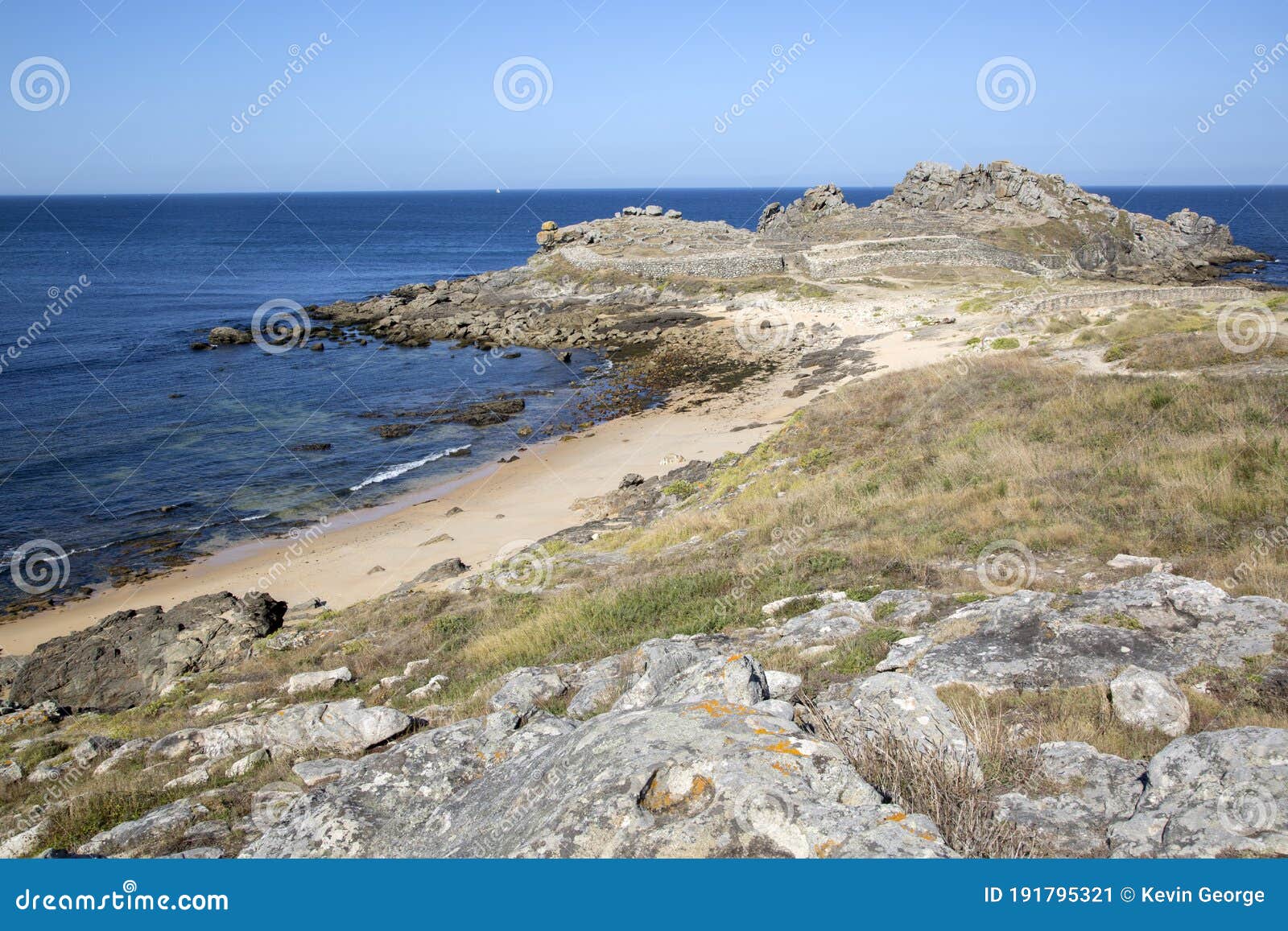 Castro De Barona Beach; Galicia Stock Image - Image of galicia, fort ...