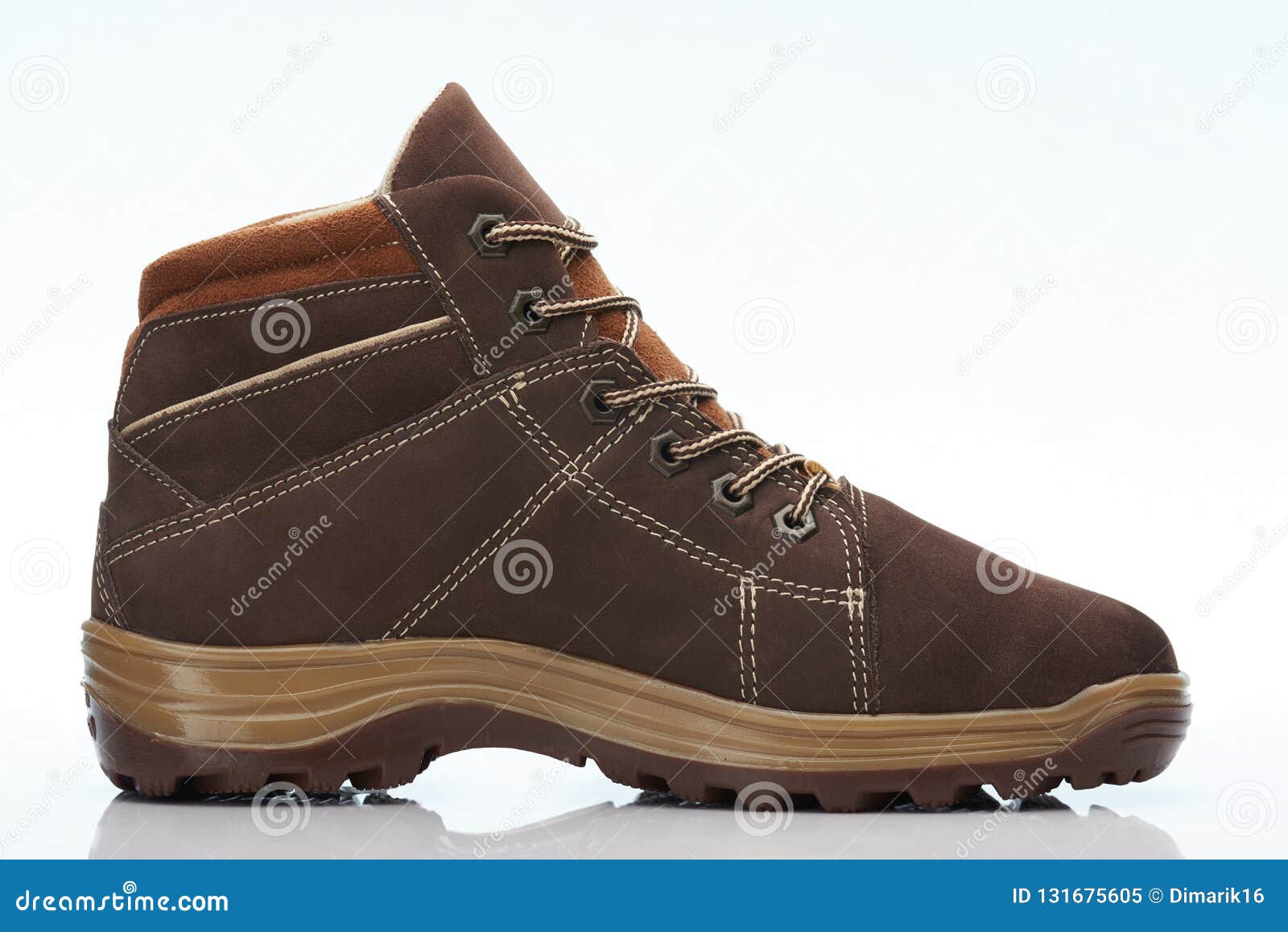 Casual brown boot stock image. Image of wear, gear, army - 131675605