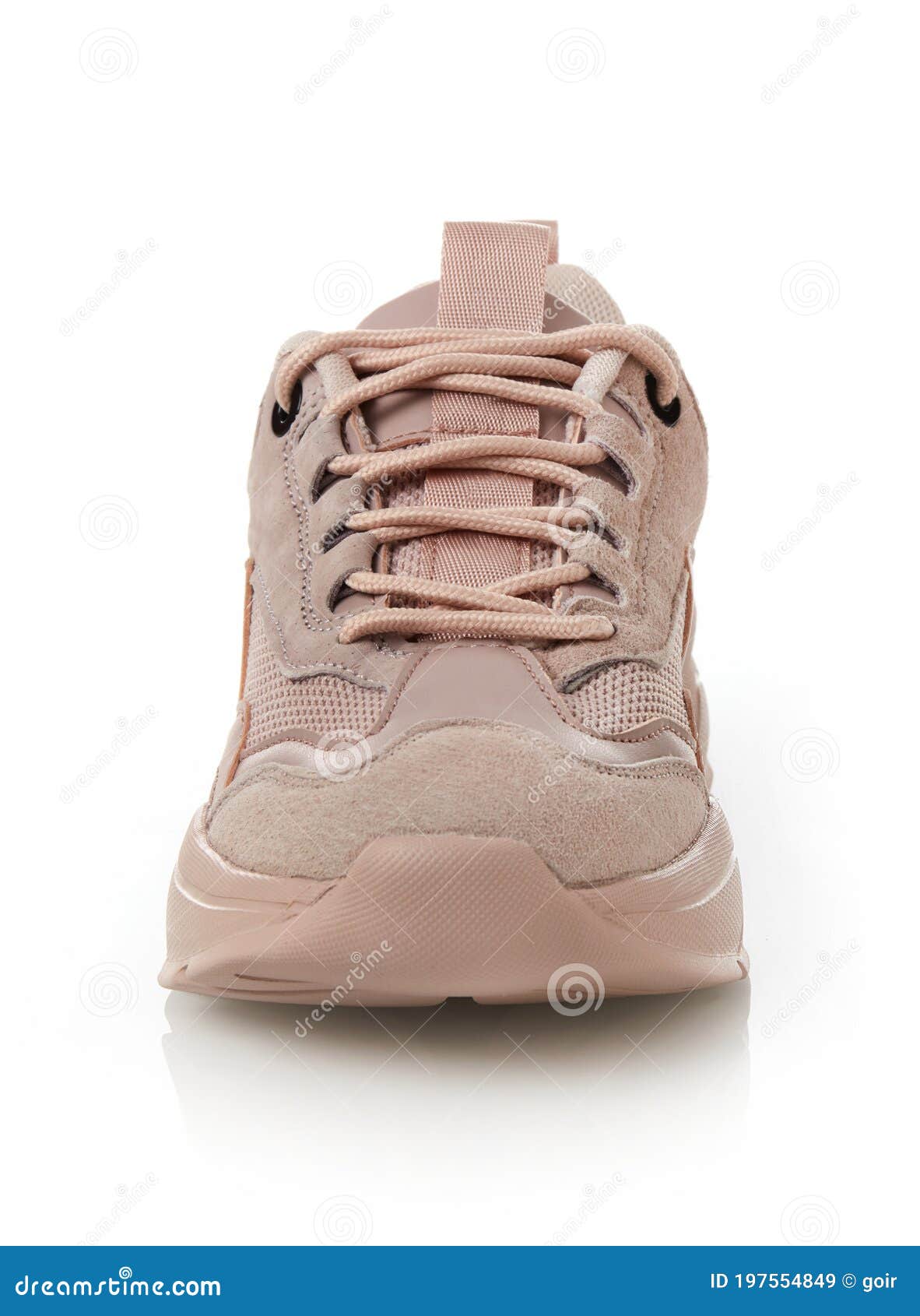 Casual Brown Shoes Front View Stock Image - Image of expense, flat ...