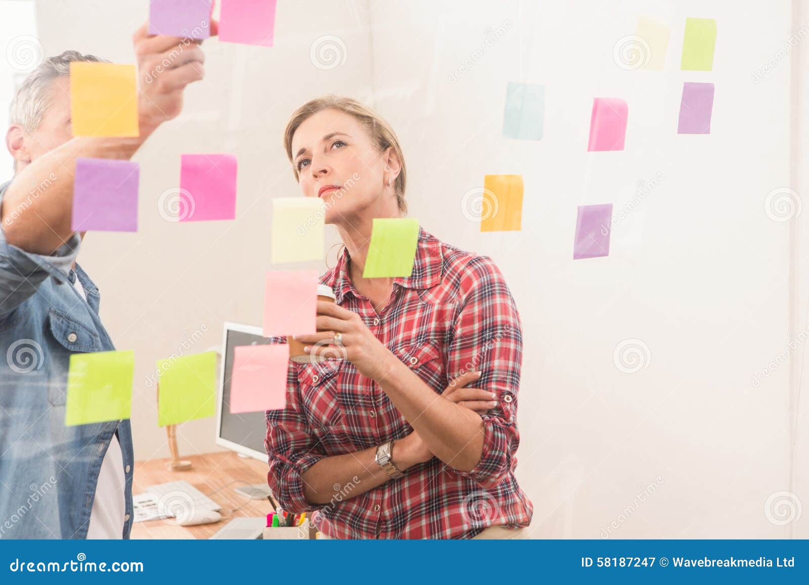 Casual Business Colleagues Working with Sticky Notes Stock Image ...