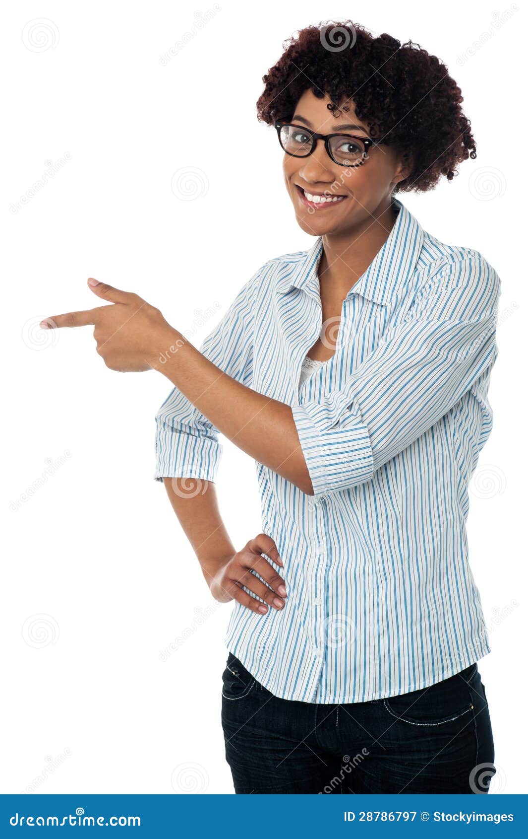 Woman Pointing Sideways