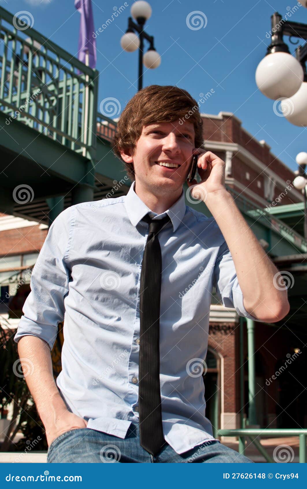 Casual Business Man on Mobile Phone Stock Photo - Image of happy ...