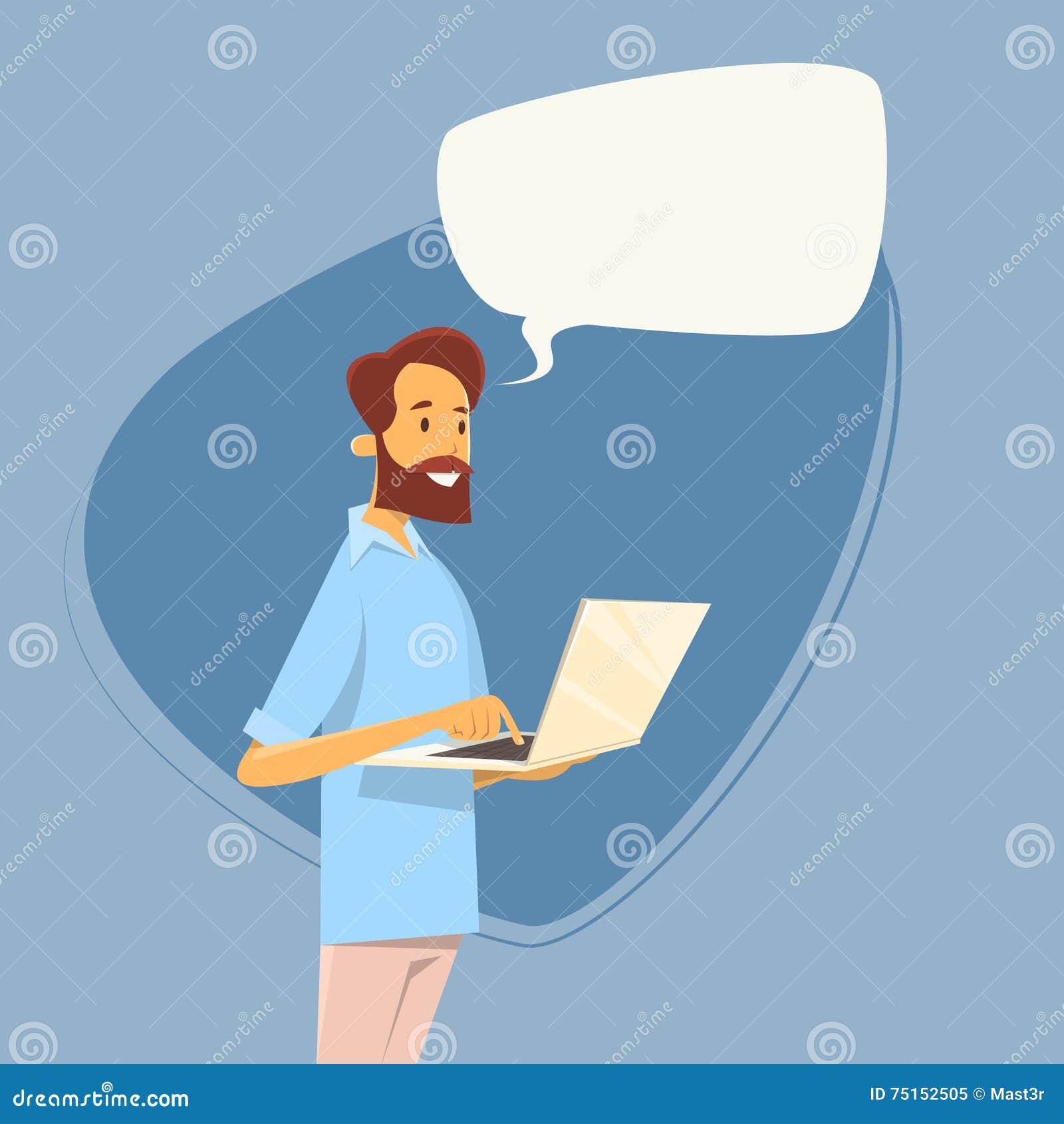 Casual Business Man Using Laptop Computer Send Message Internet Texting ...